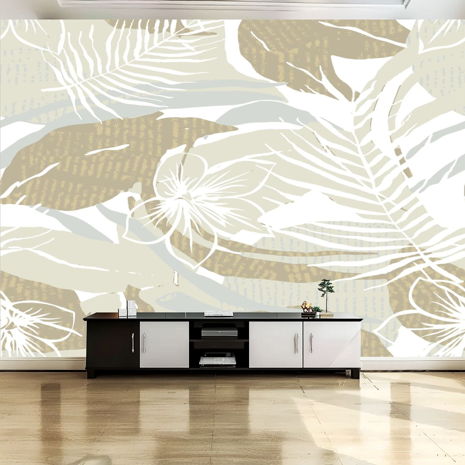 Peel and Stick Canvas Wallpaper Wall Mural Romantic Botanical Repeated ...