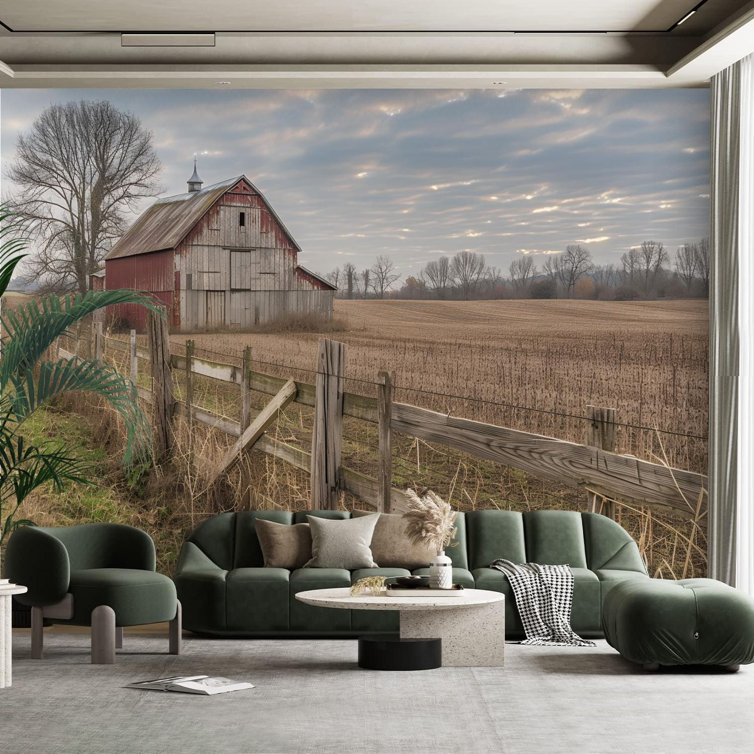 Peel and Stick Canvas Wallpaper Wall Mural Rustic Farmhouse Vintage ...