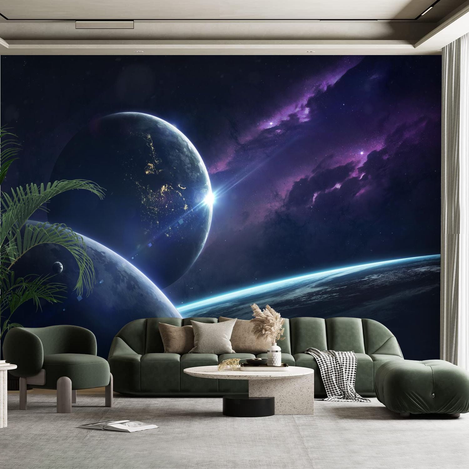 Peel and Stick Canvas Wallpaper Wall Mural Science fiction space ...