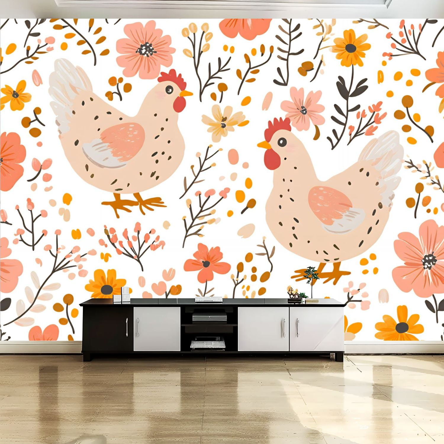 Peel and Stick Canvas Wallpaper Wall Mural Seamless Pattern Cute ...