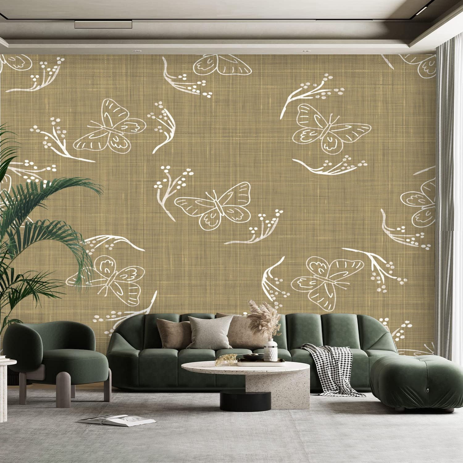 Peel and Stick Canvas Wallpaper Wall Mural Seamless butterfly gender ...