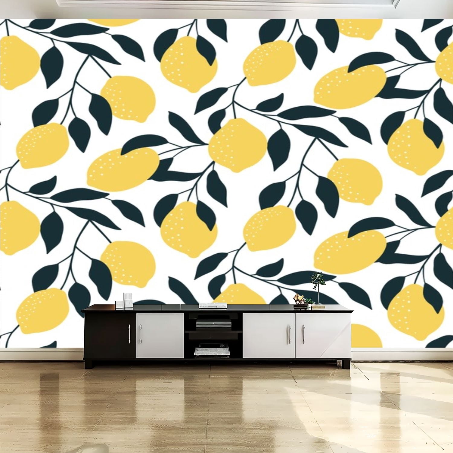 Peel and Stick Canvas Wallpaper Wall Mural Seamless citrus fruits Hand ...