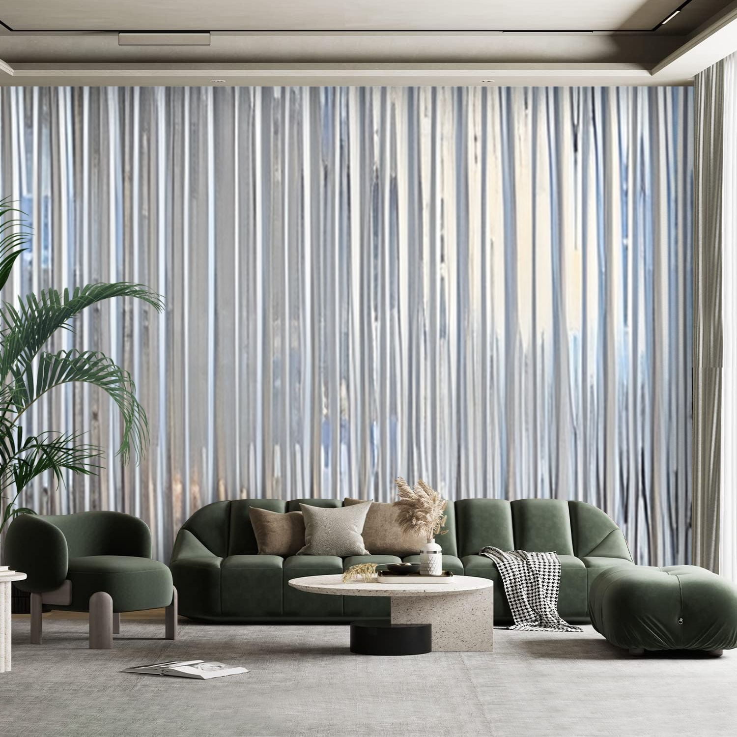 Peel and Stick Canvas Wallpaper Wall Mural Seamless iridescent silver ...