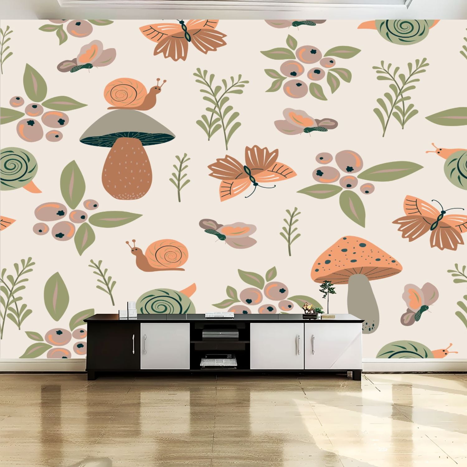 Peel and Stick Canvas Wallpaper Wall Mural Seamless natural pattern ...