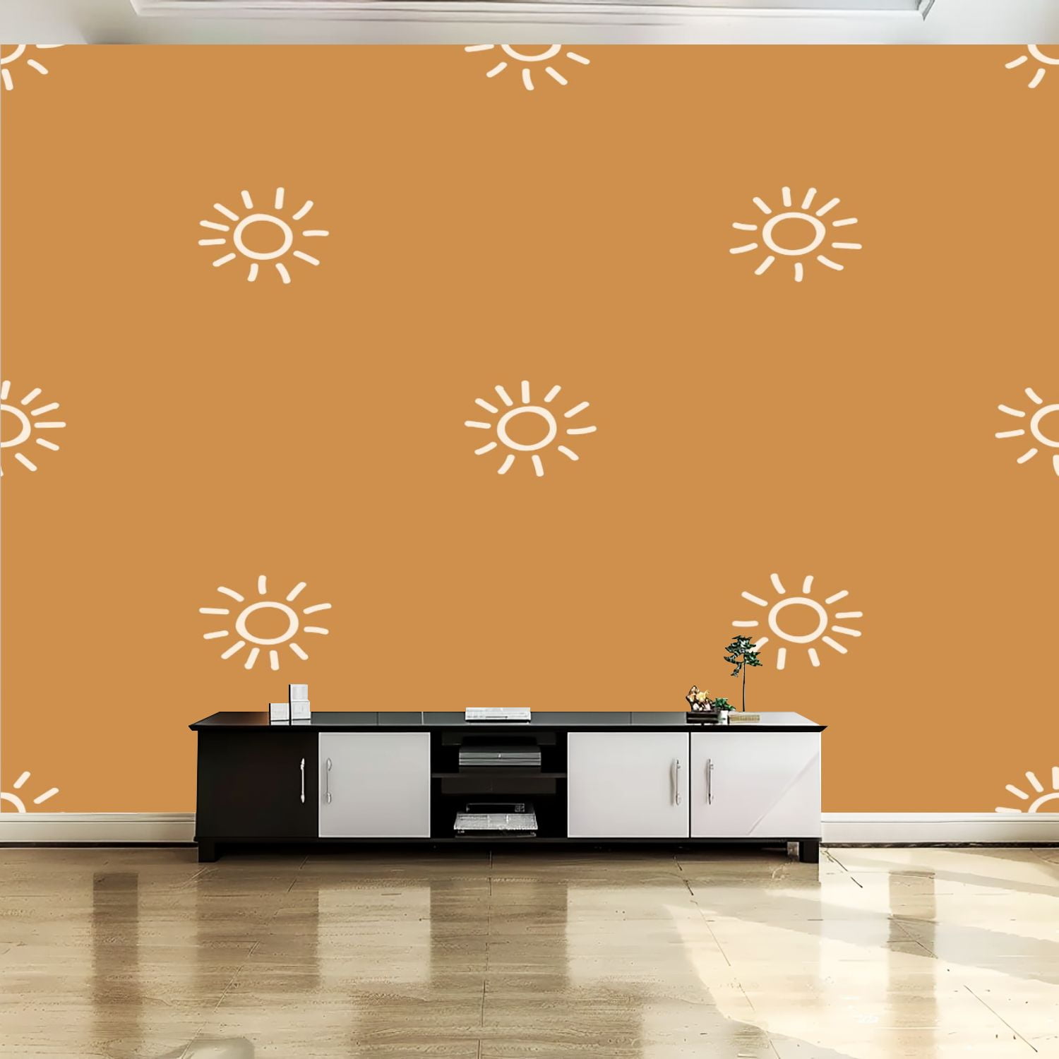 Peel and Stick Canvas Wallpaper Wall Mural Seamless sun gender neutral ...