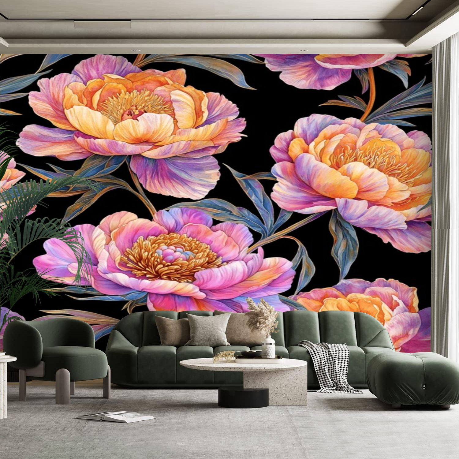 Peel and Stick Canvas Wallpaper Wall Mural Seamless vintage pattern ...