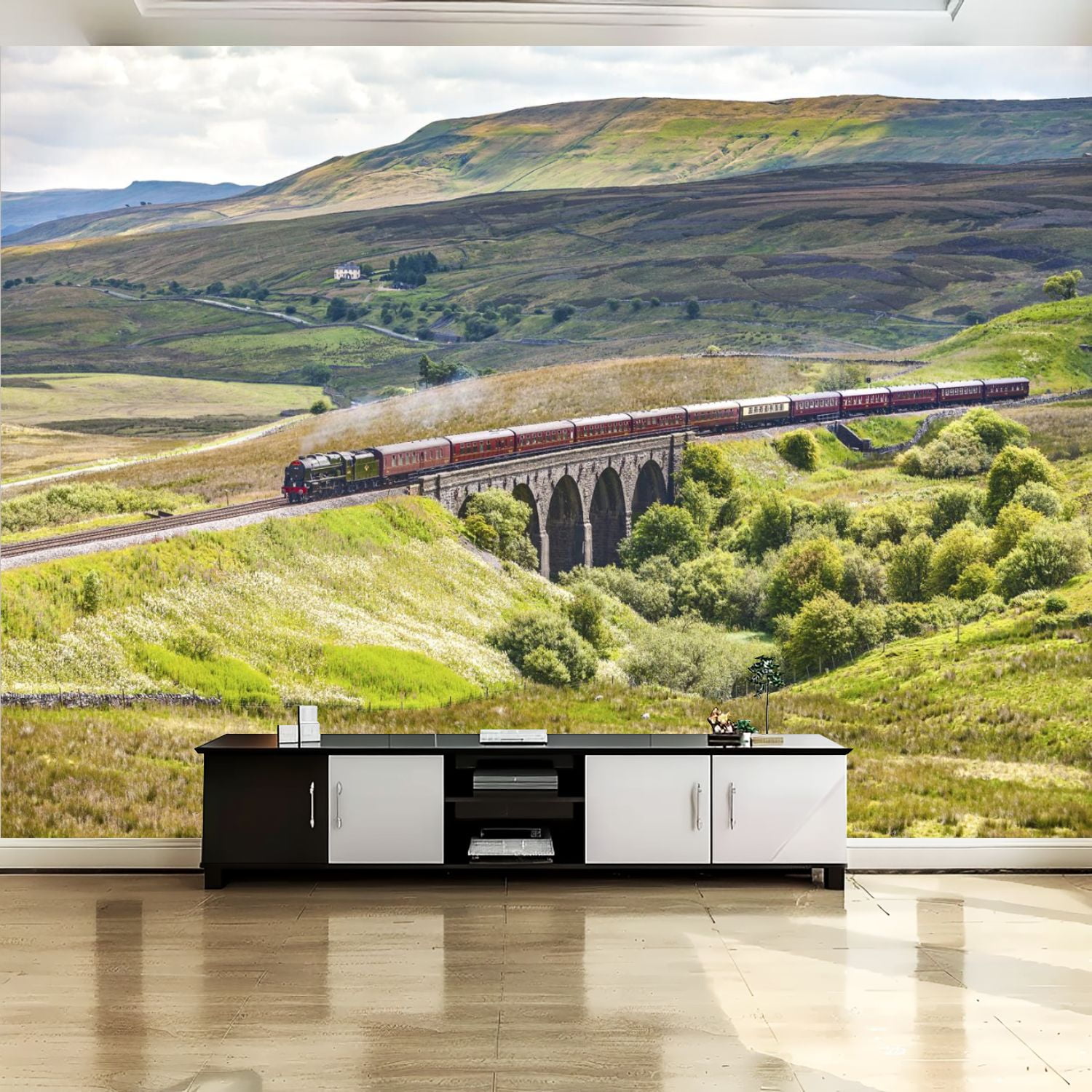 Peel and Stick Canvas Wallpaper Wall Mural Settle Carlisle train tour ...