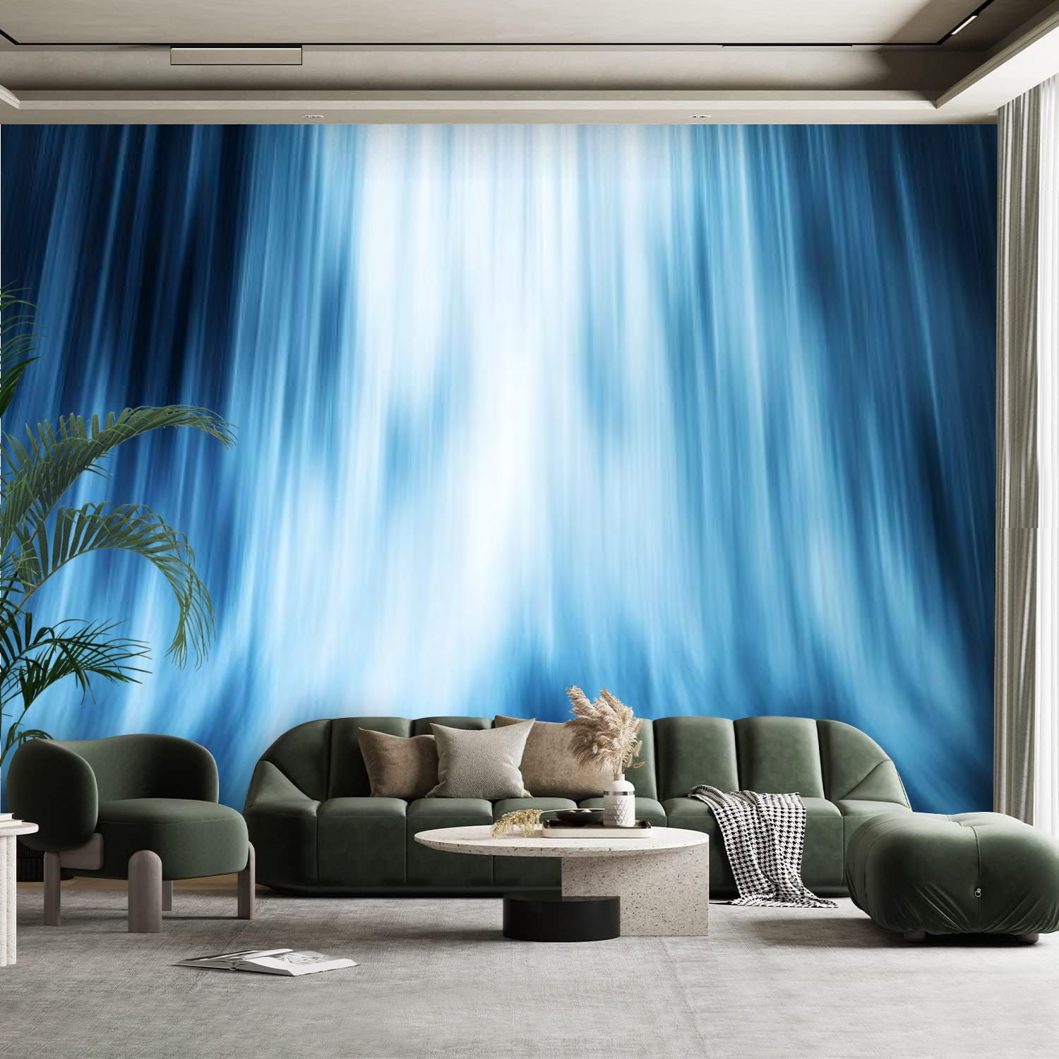 Peel and Stick Canvas Wallpaper Wall Mural Sky Blue Nordic Soft Blue ...