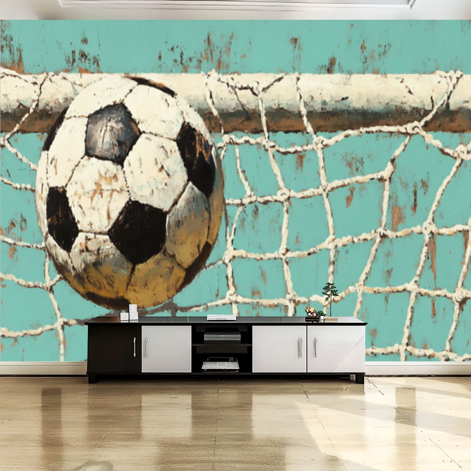 Peel and Stick Canvas Wallpaper Wall Mural Sports Rustic Football Sport ...