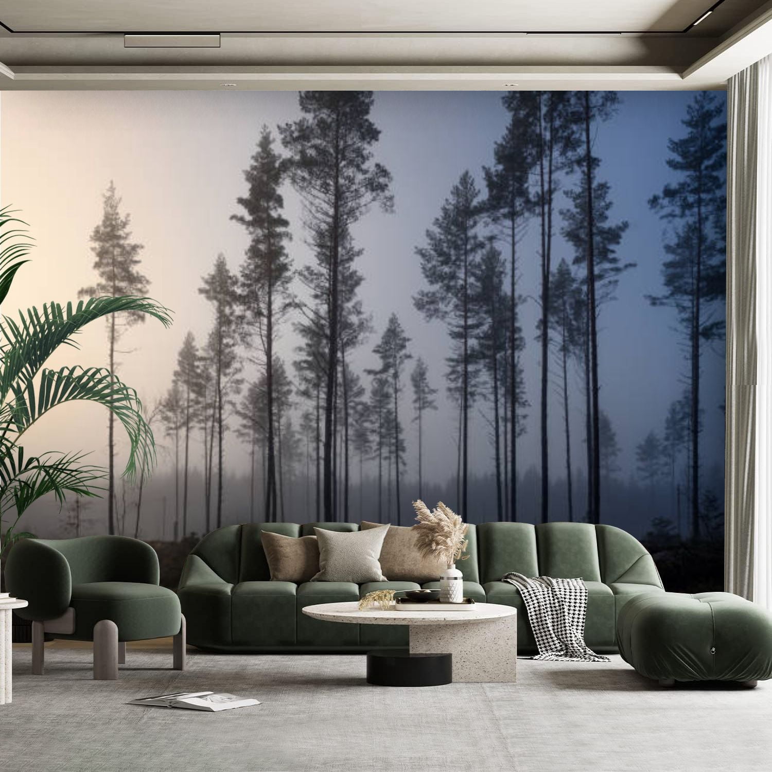 Peel and Stick Canvas Wallpaper Wall Mural Sunrise misty deforestation ...