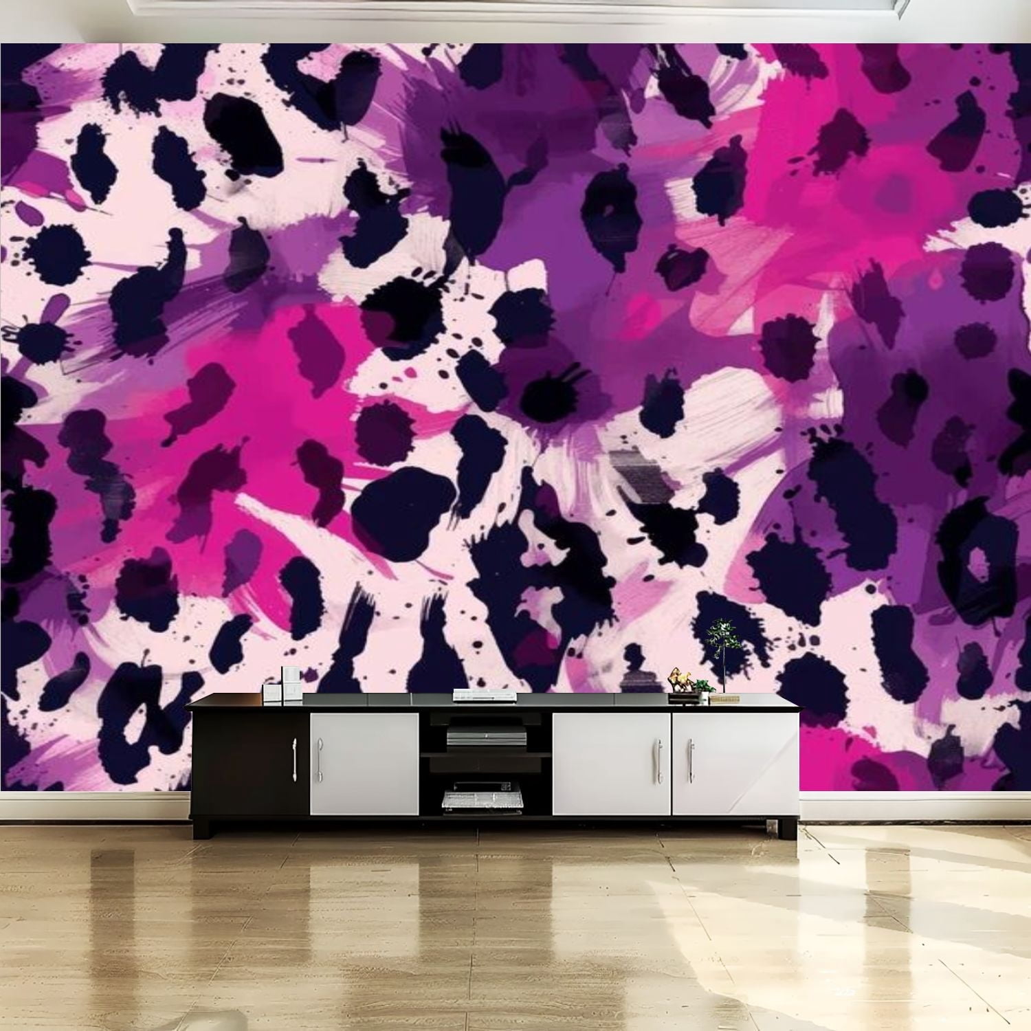 Peel and Stick Canvas Wallpaper Wall Mural Tiger skin watercolor ...