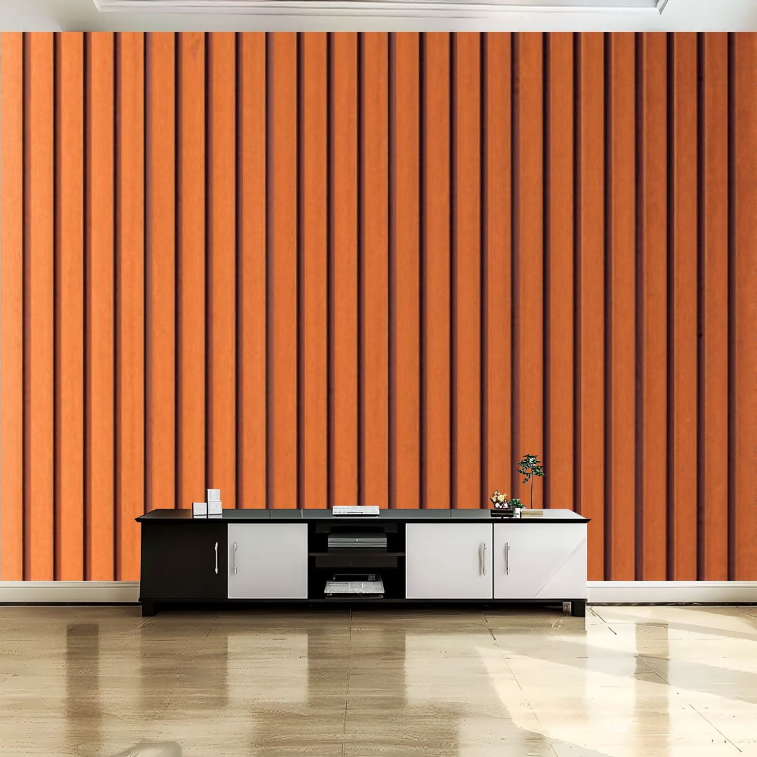 Peel and Stick Canvas Wallpaper Wall Mural Timber wood brown panels ...
