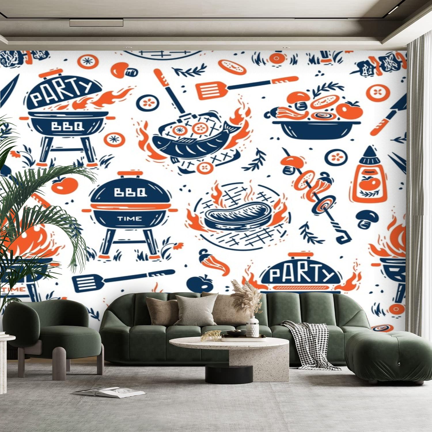Peel and Stick Canvas Wallpaper Wall Mural Time Seamless Food Portable ...