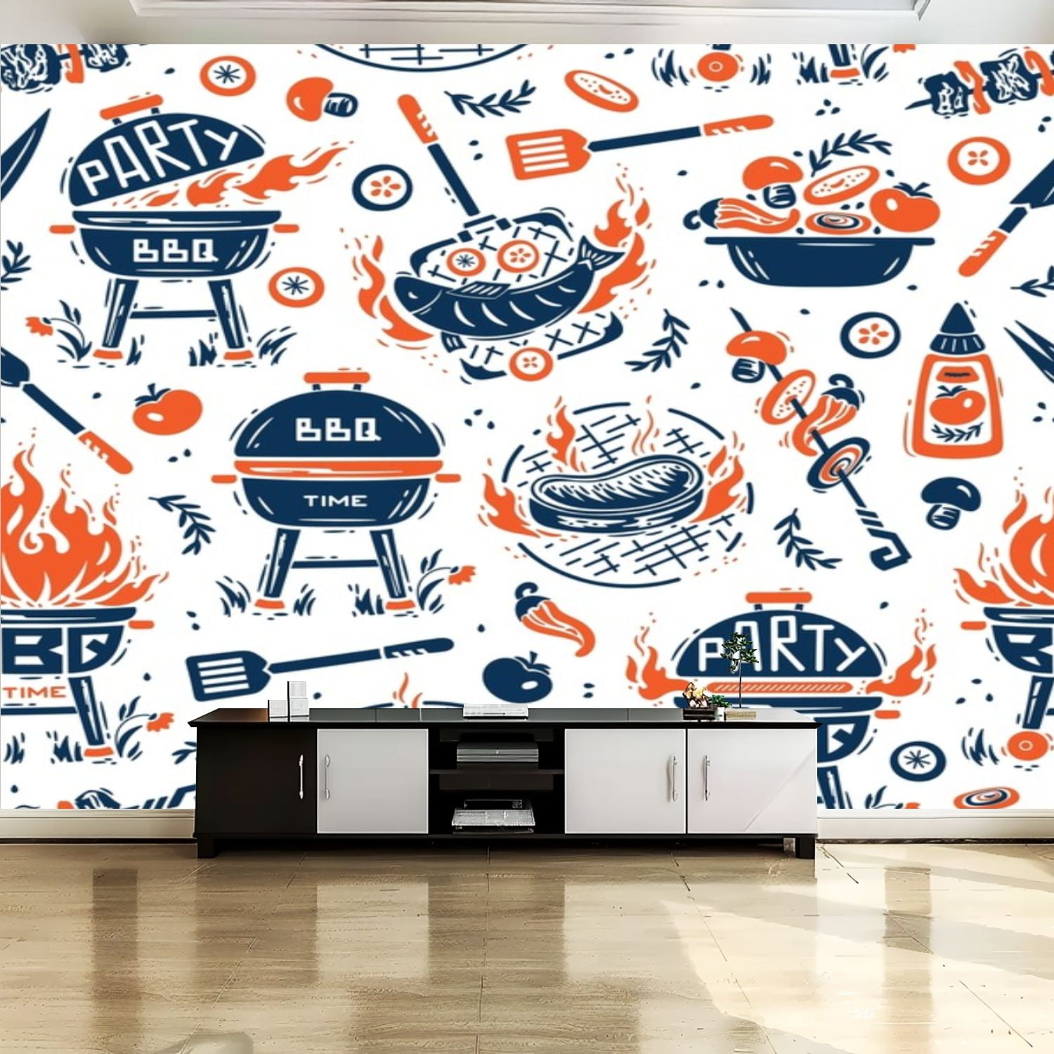 Peel and Stick Canvas Wallpaper Wall Mural Time Seamless Food Portable ...