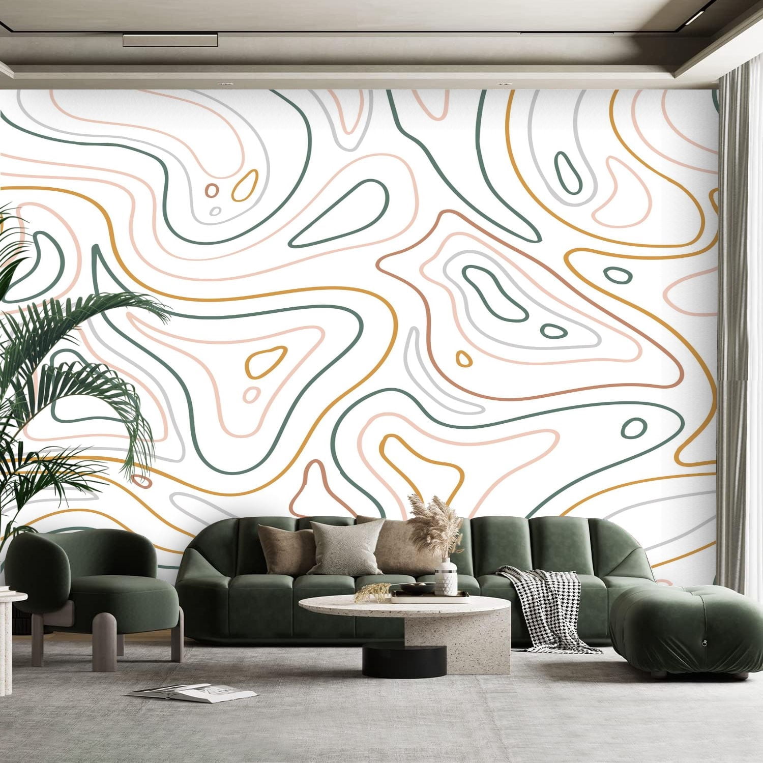 Peel and Stick Canvas Wallpaper Wall Mural Topographic Map seamless ...