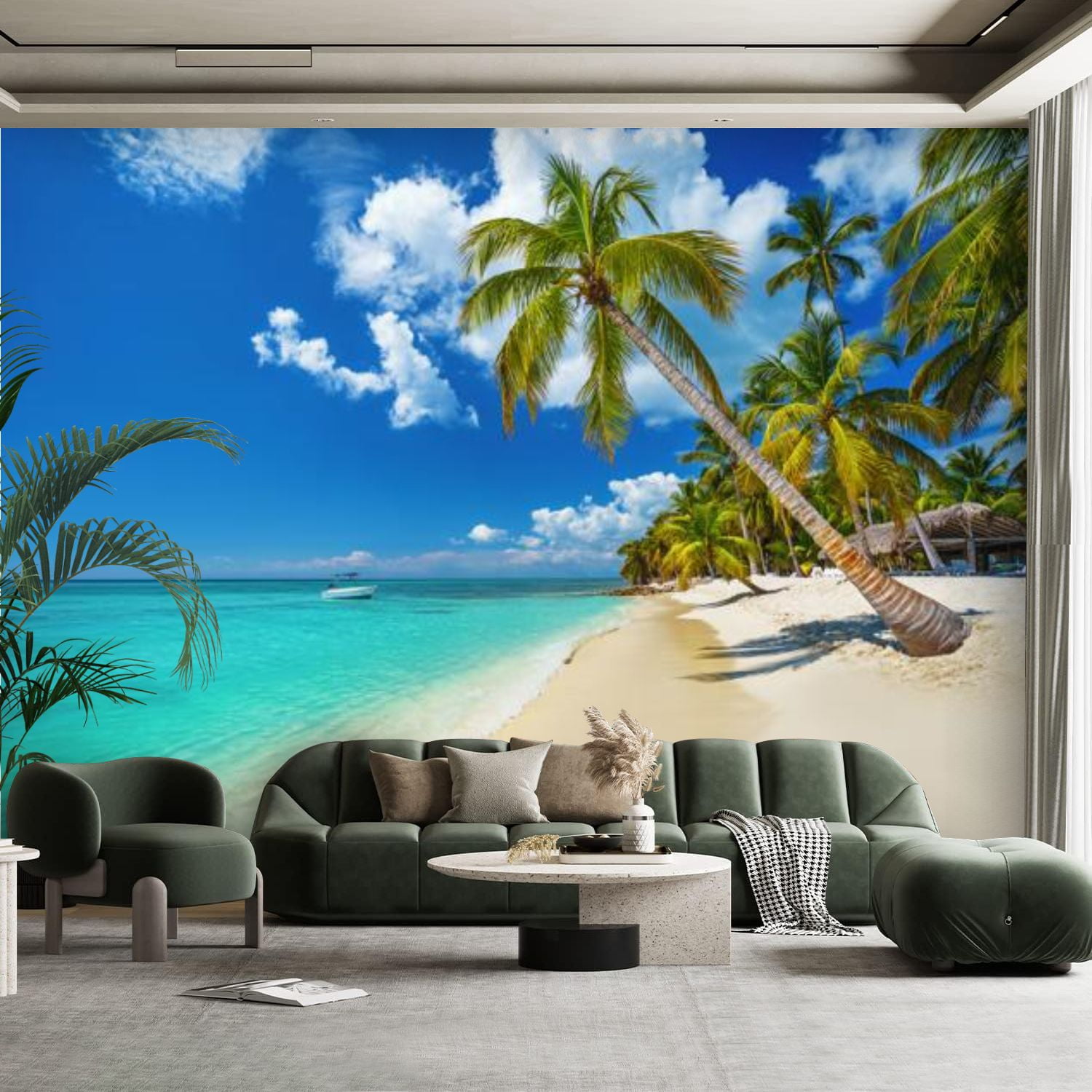 Peel and Stick Canvas Wallpaper Wall Mural Tropical beach Punta Cana ...