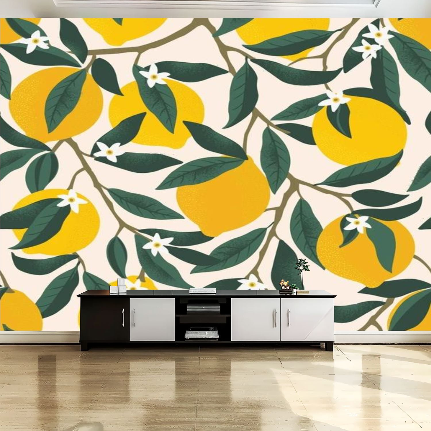 Peel and Stick Canvas Wallpaper Wall Mural Tropical seamless blooming ...