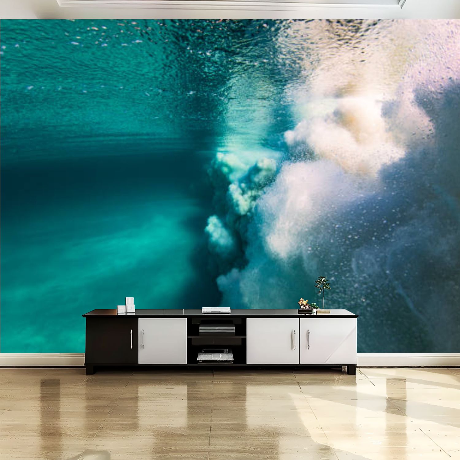 Peel and Stick Canvas Wallpaper Wall Mural Underwater view beneath wave ...