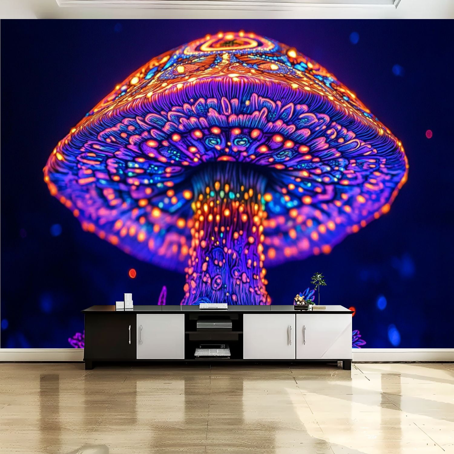 Peel and Stick Canvas Wallpaper Wall Mural Uv Reactive Blacklight ...