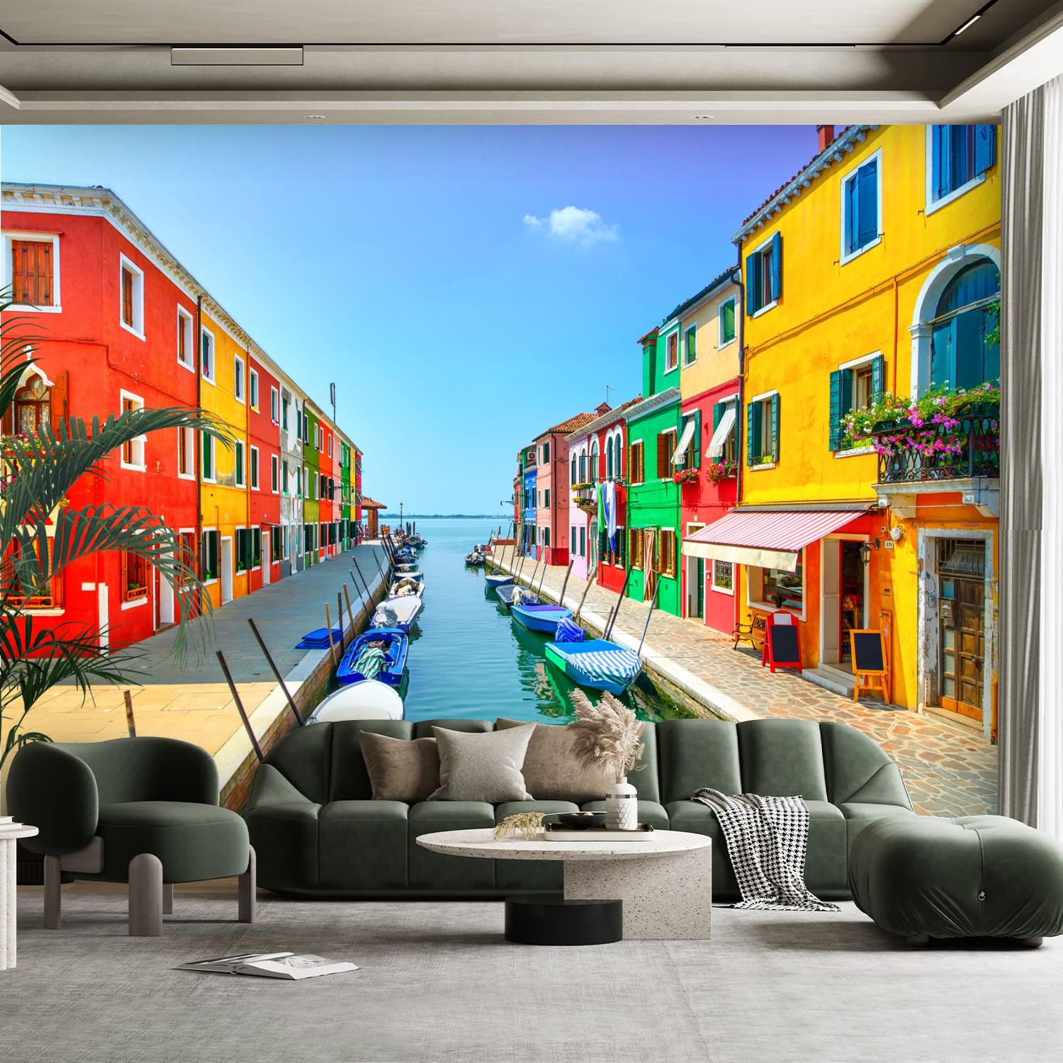 Peel and Stick Canvas Wallpaper Wall Mural Venice landmark Burano ...