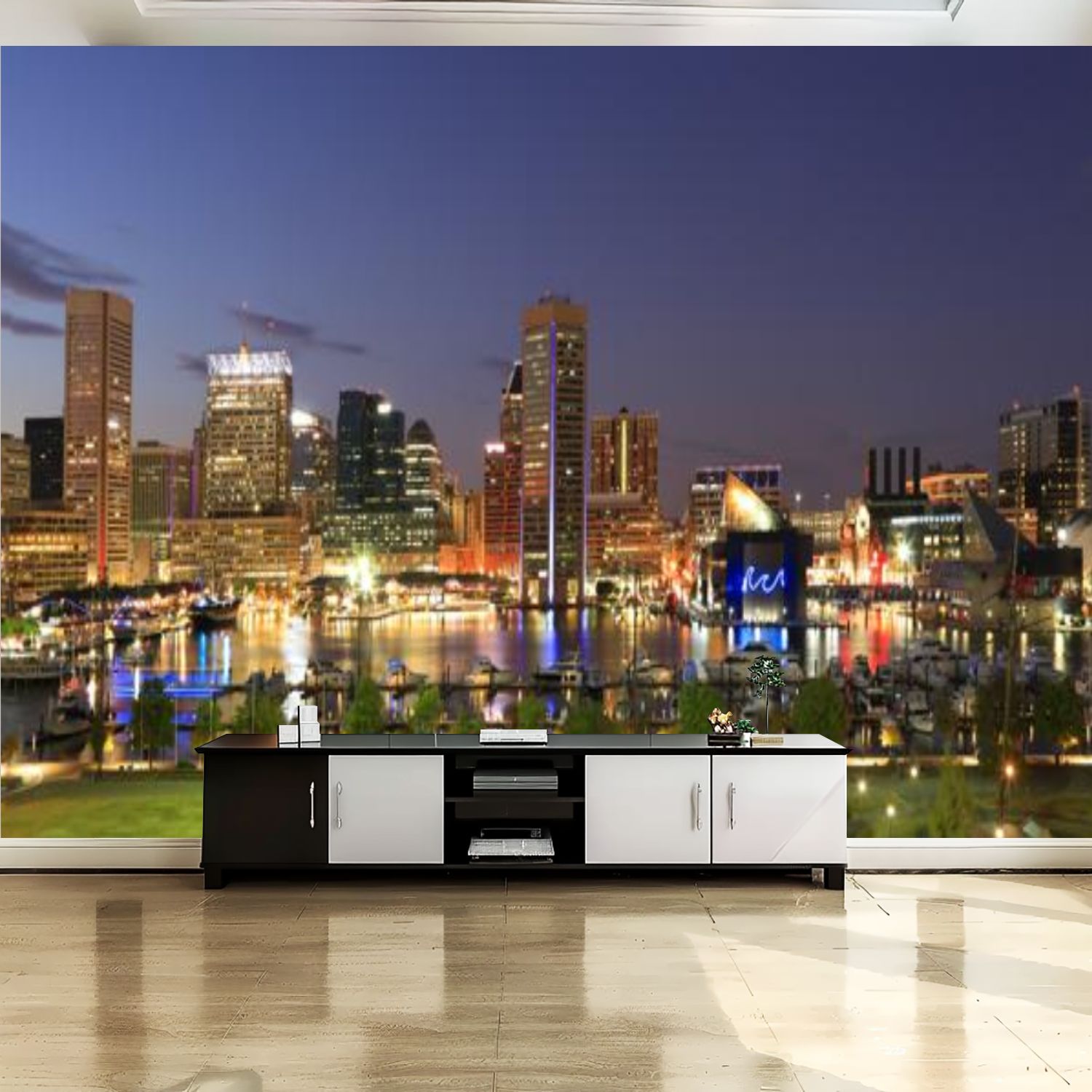 Peel and Stick Canvas Wallpaper Wall Mural View Baltimore Inner Harbor ...