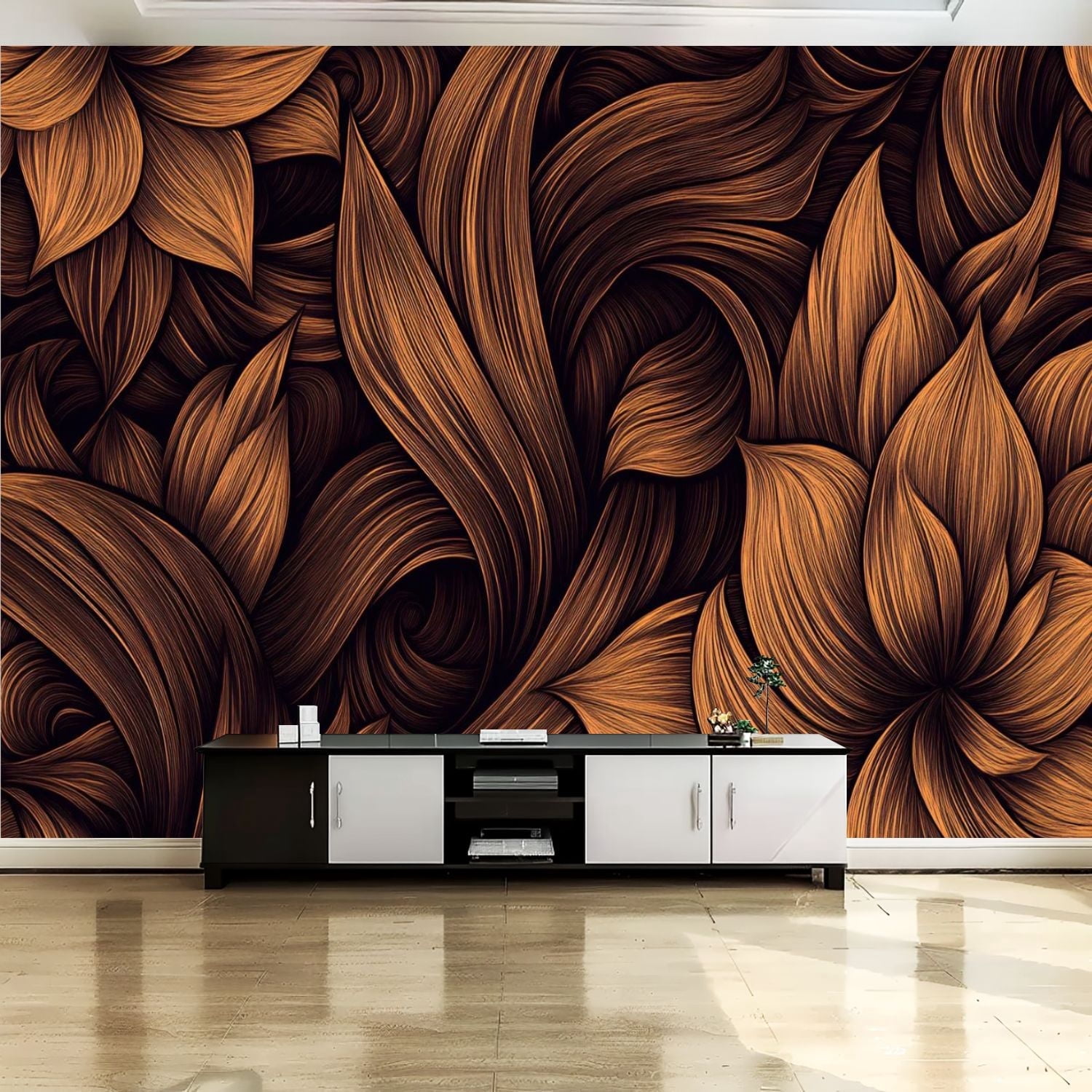 Peel and Stick Canvas Wallpaper Wall Mural Vintage Boho Golden Brown ...