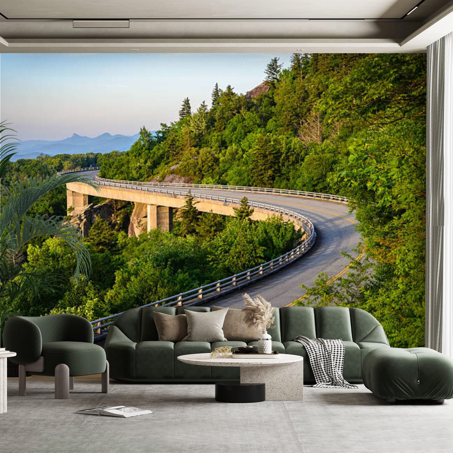 Peel and Stick Canvas Wallpaper Wall Mural Virginia US State Skyline Virginia Mountains US State ...