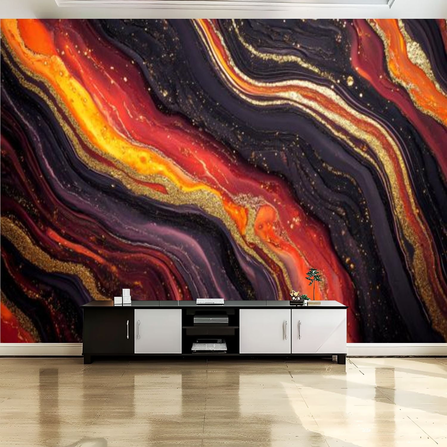 Peel and Stick Canvas Wallpaper Wall Mural Water Marble Texture Hot ...