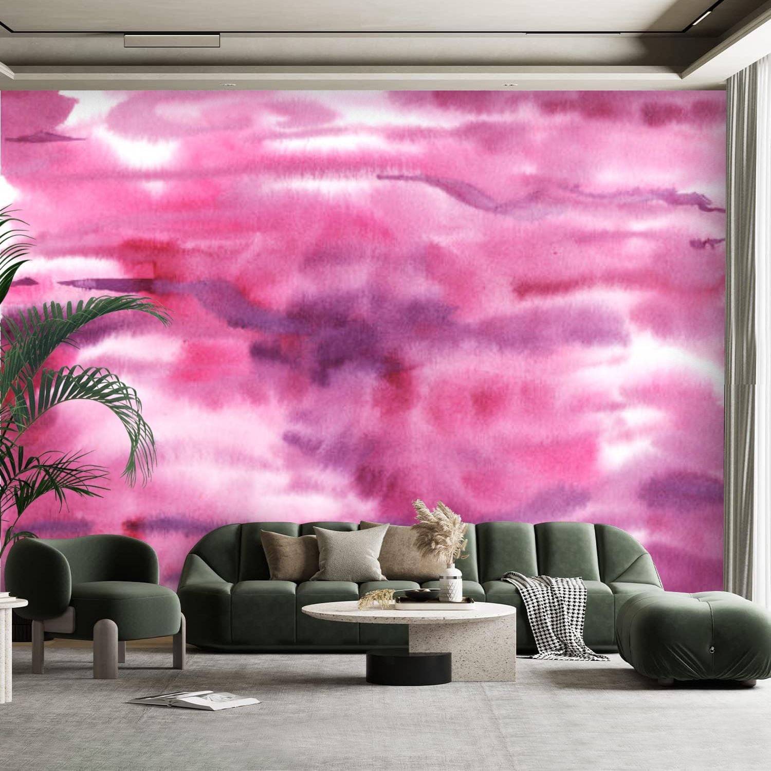 Peel and Stick Canvas Wallpaper Wall Mural Watercolor hand painted ...