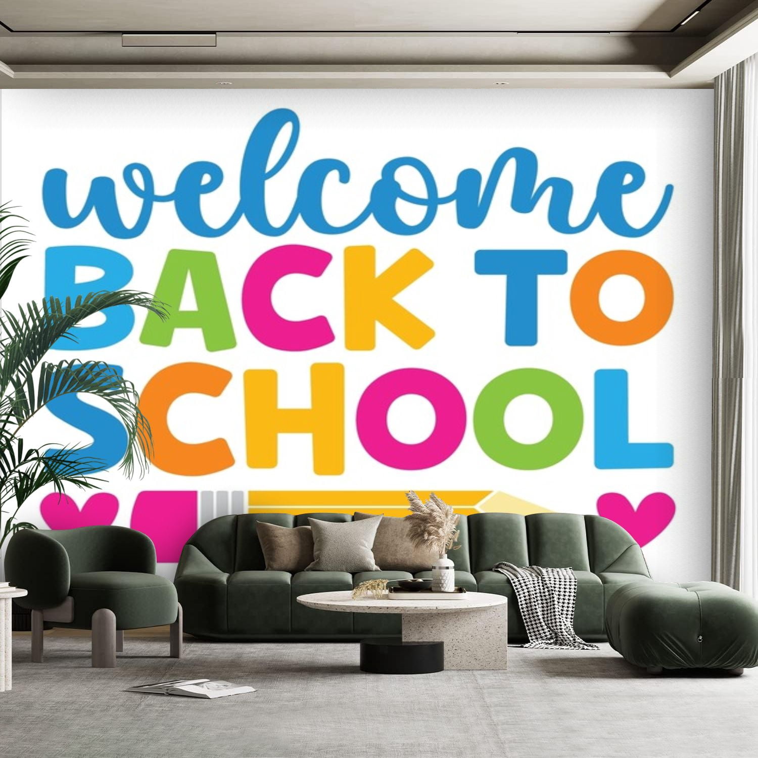 Peel and Stick Canvas Wallpaper Wall Mural Welcome Back To School Back ...
