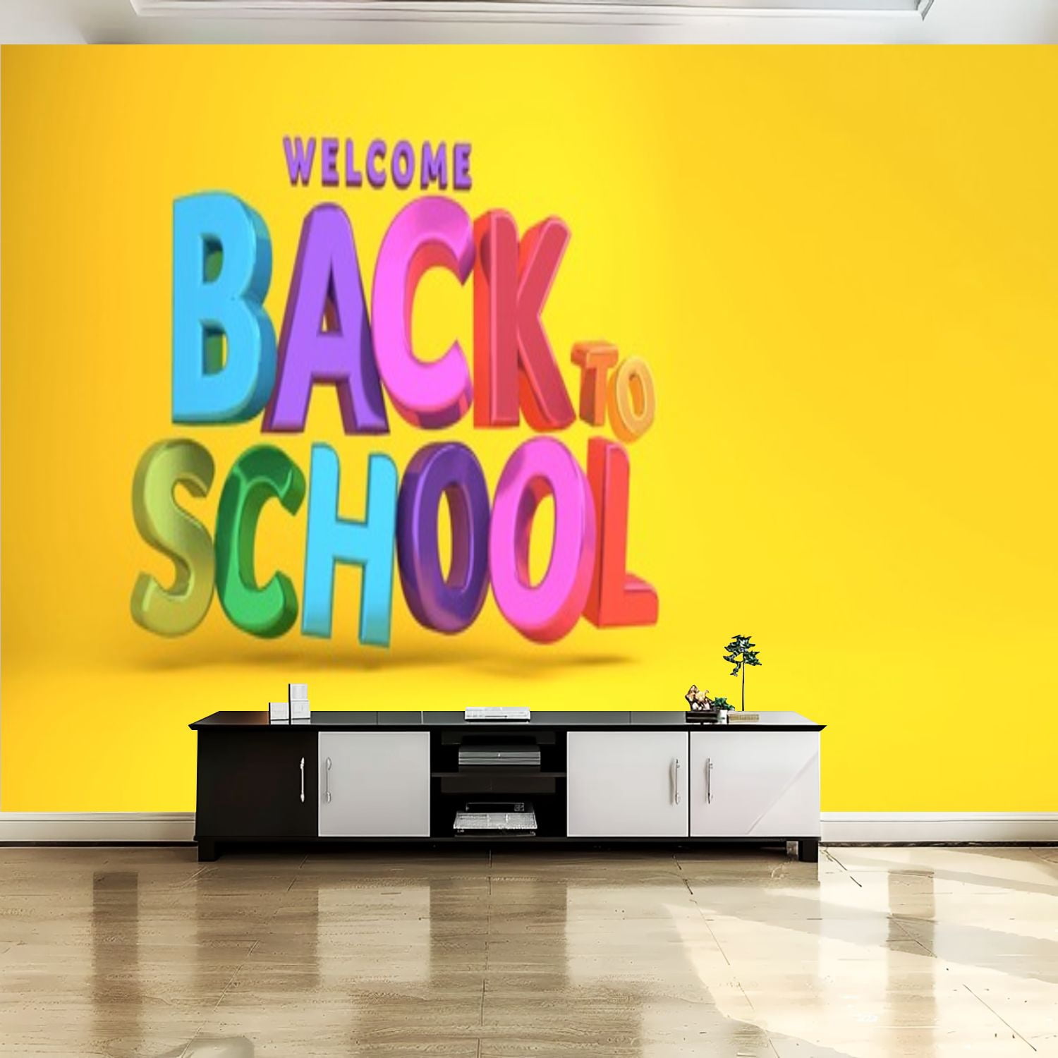 Peel and Stick Canvas Wallpaper Wall Mural Welcome Back to School ...