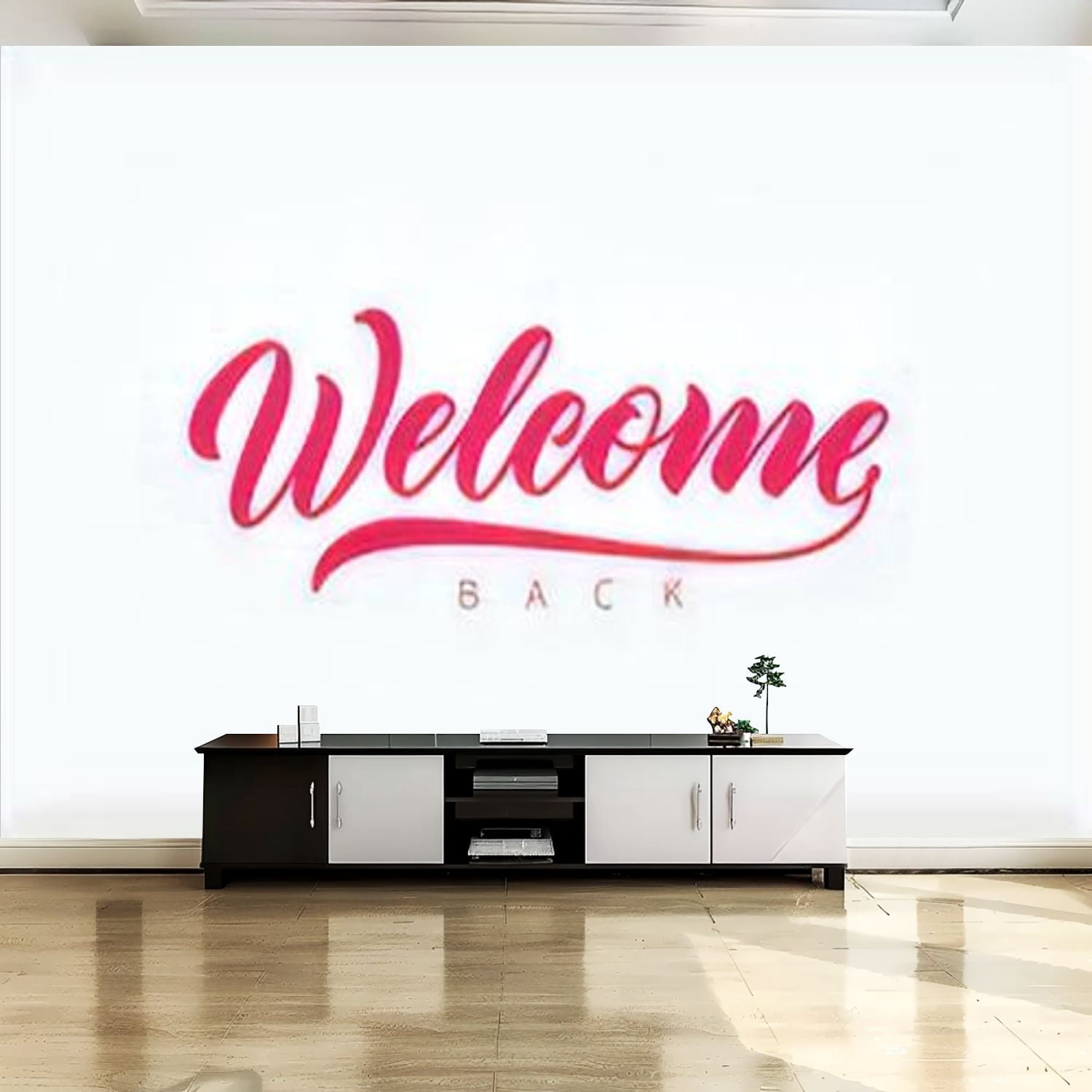 Peel and Stick Canvas Wallpaper Wall Mural Welcome Back hand drawn ...