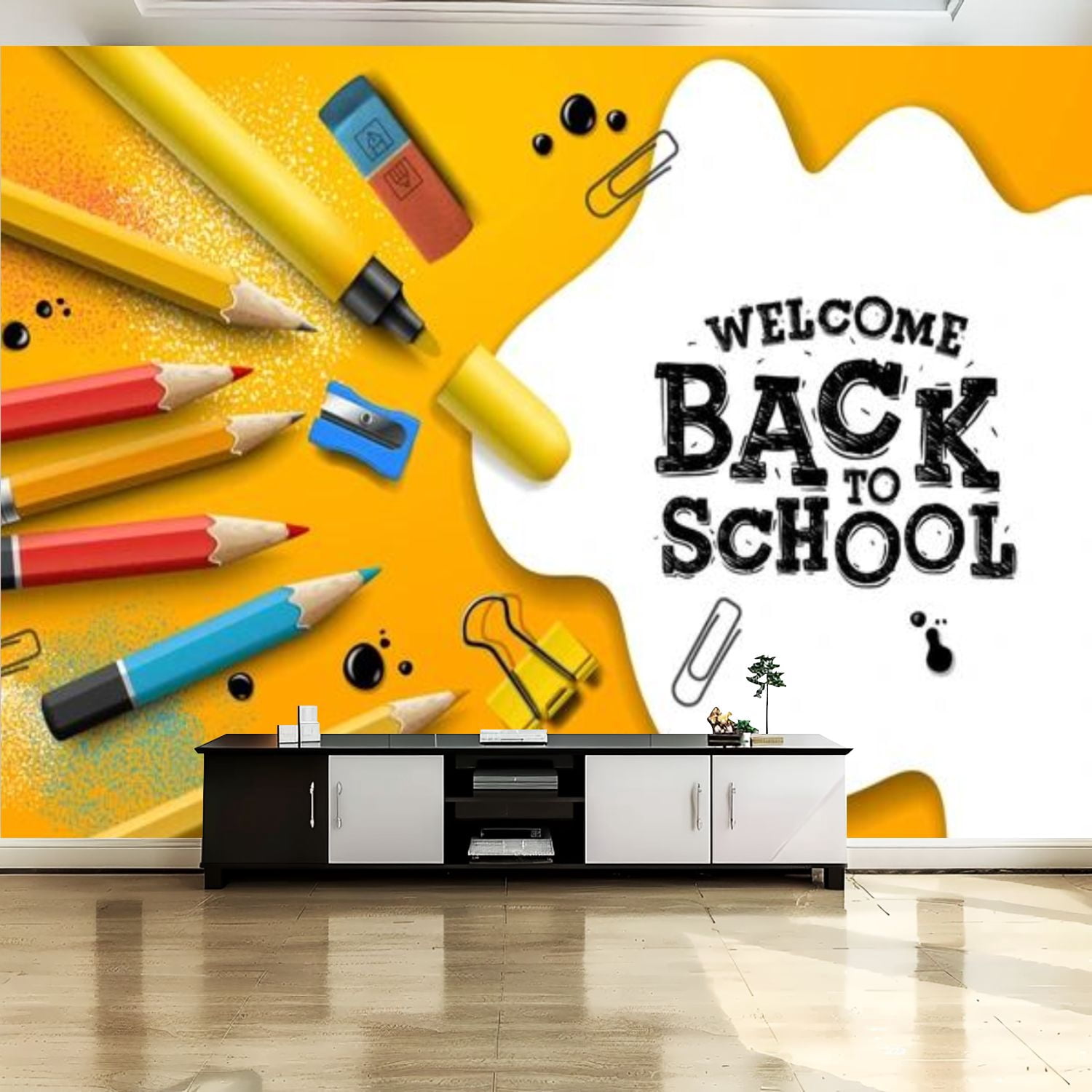 Peel and Stick Canvas Wallpaper Wall Mural Welcome Back to school ...