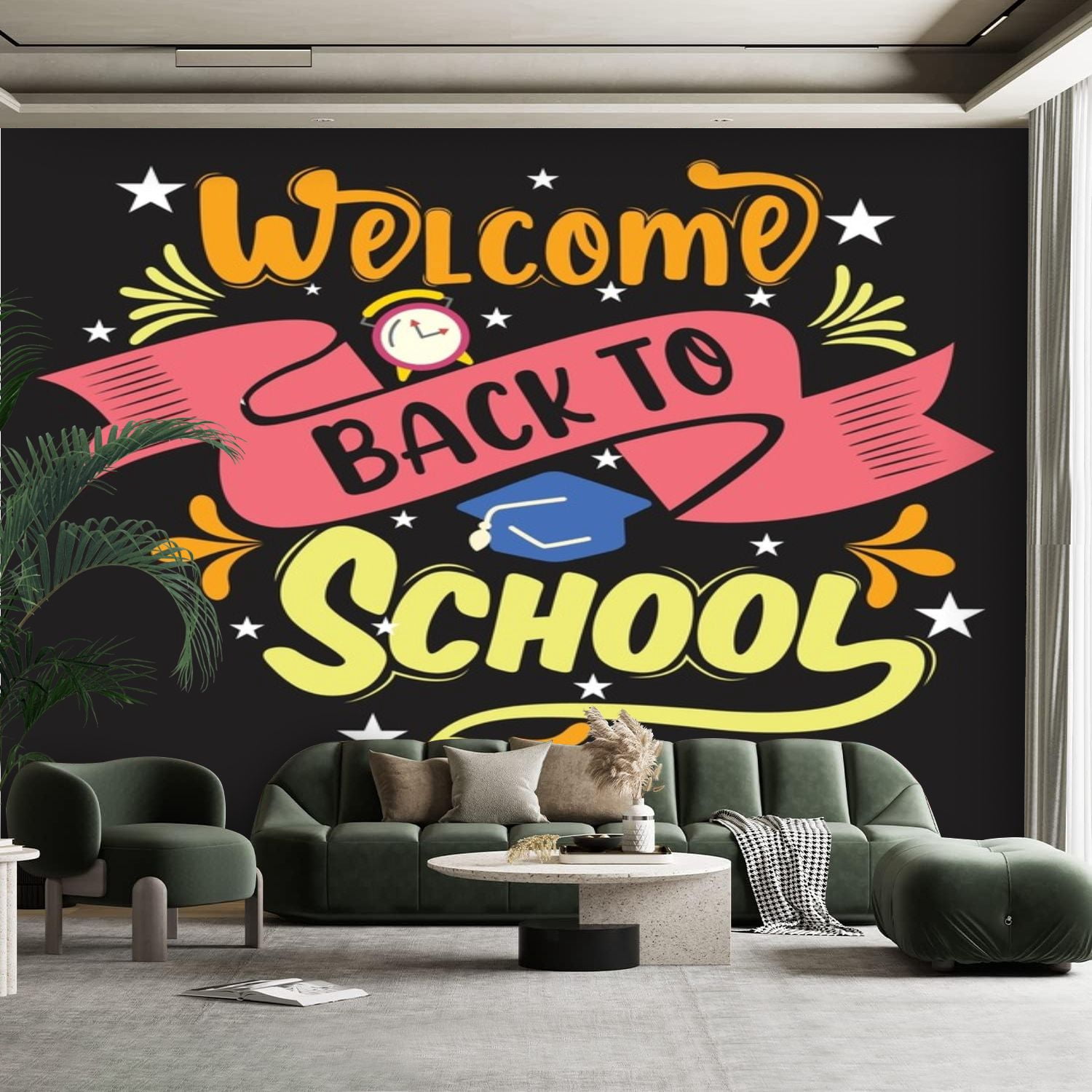 Peel and Stick Canvas Wallpaper Wall Mural Welcome back to School ...