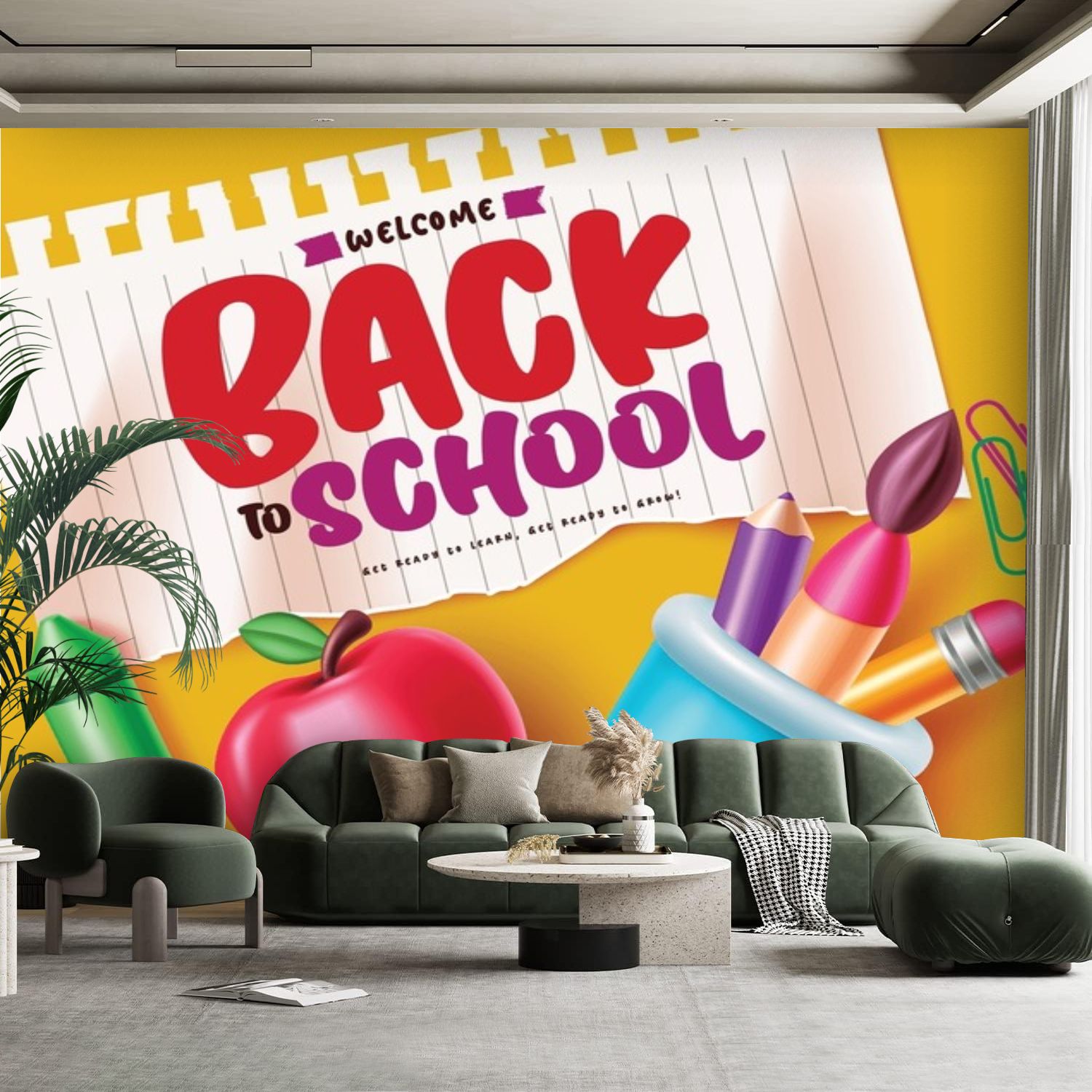 Peel and Stick Canvas Wallpaper Wall Mural Welcome back to school ...