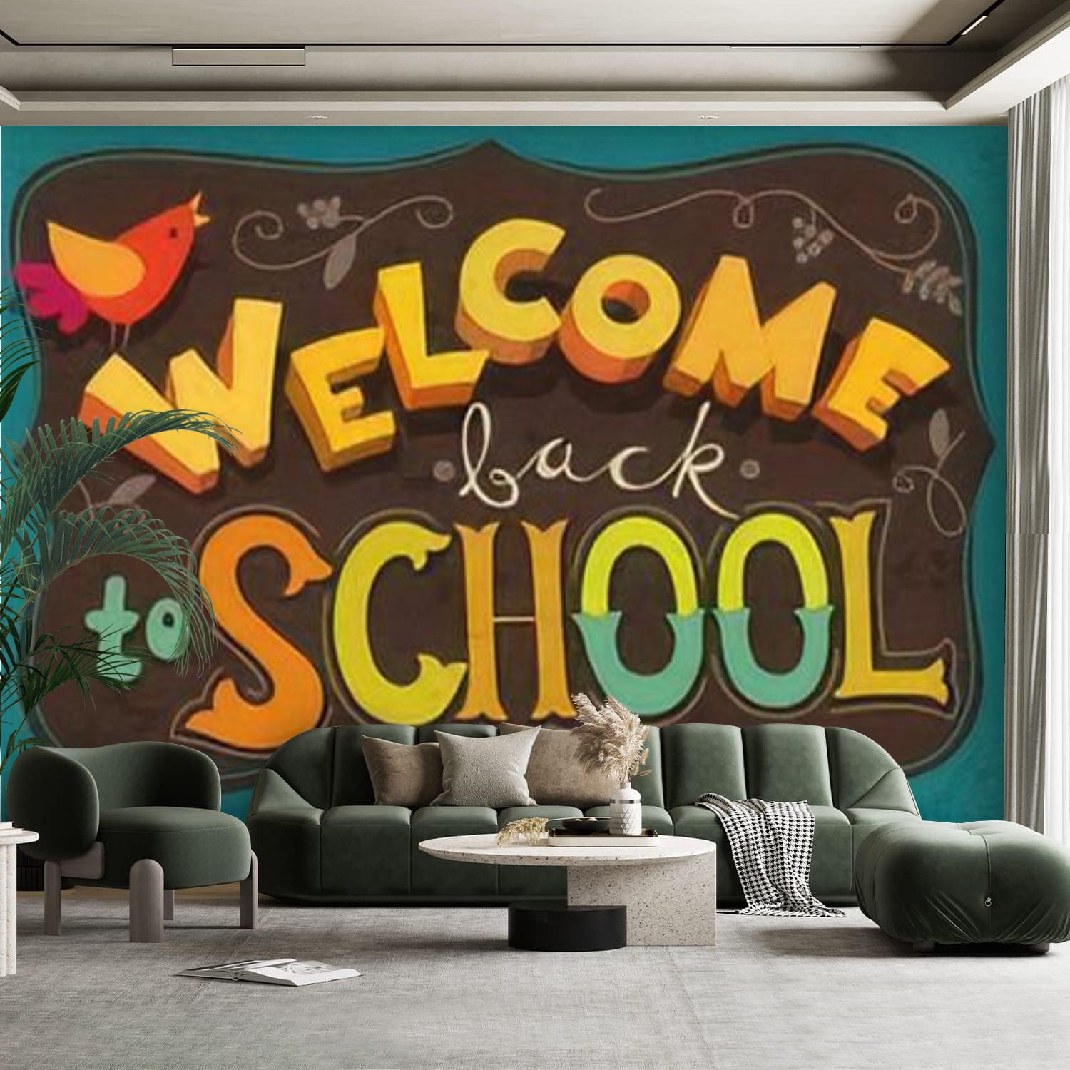 Peel and Stick Canvas Wallpaper Wall Mural Welcome back to school ...