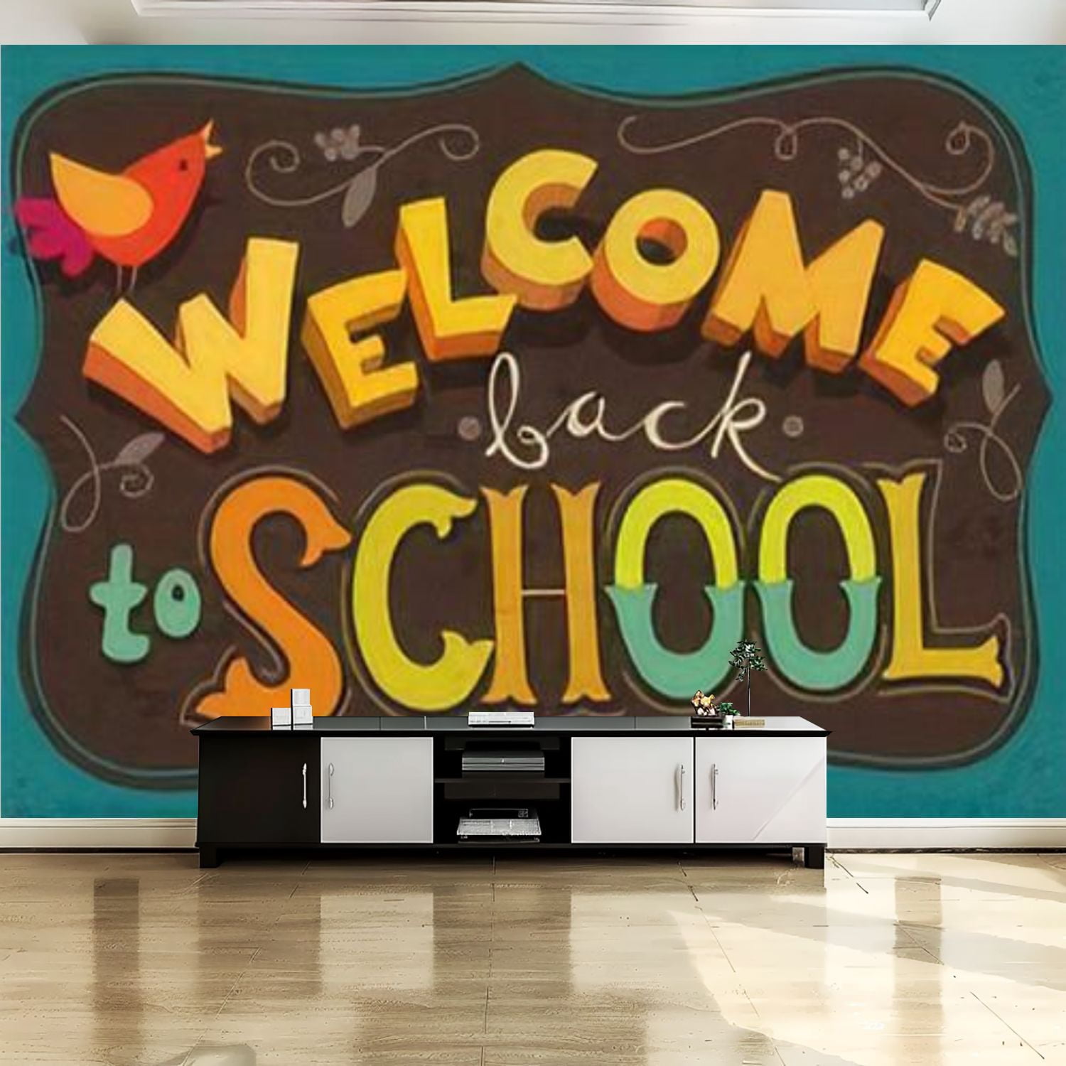 Peel and Stick Canvas Wallpaper Wall Mural Welcome back to school ...