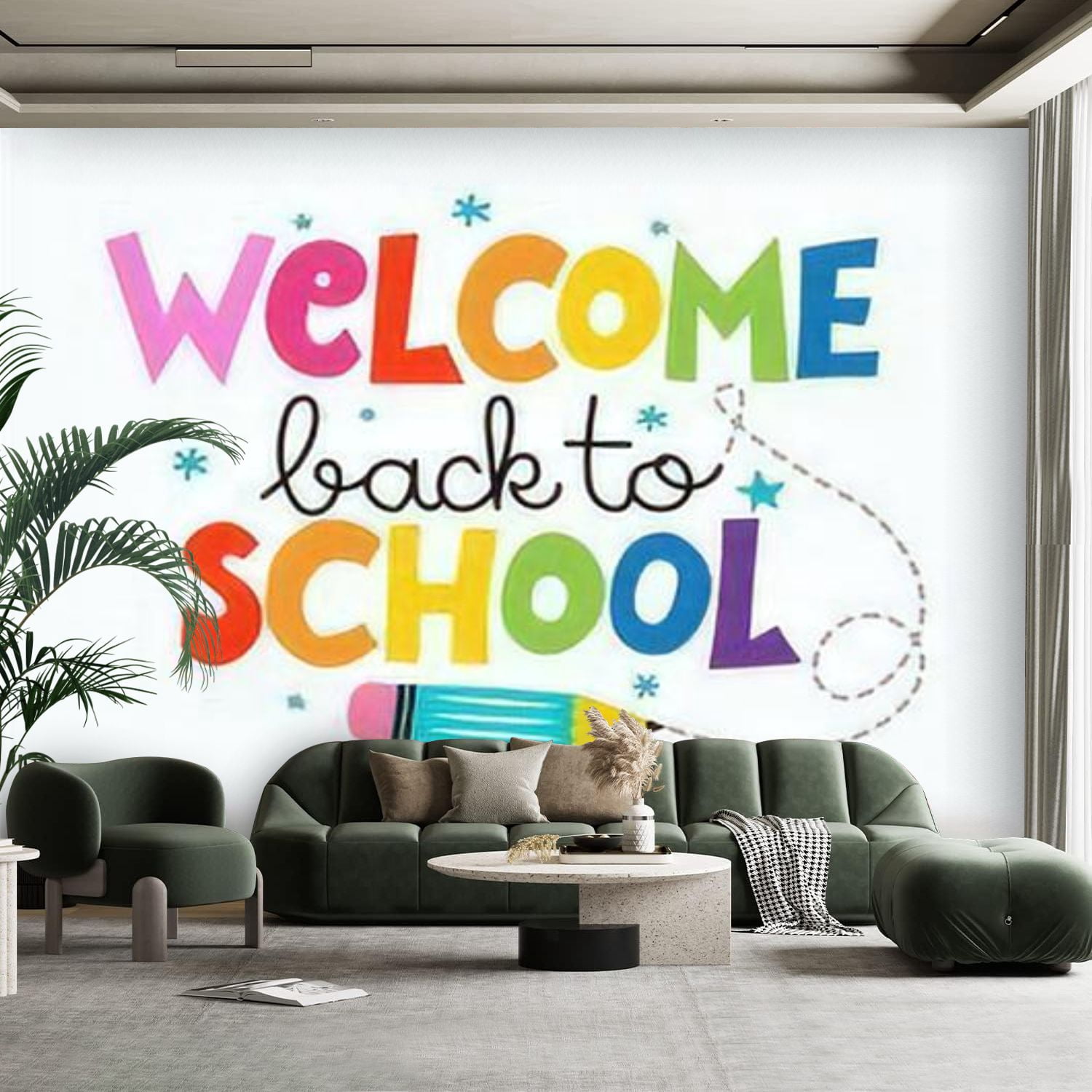 Peel and Stick Canvas Wallpaper Wall Mural Welcome colorful typography ...