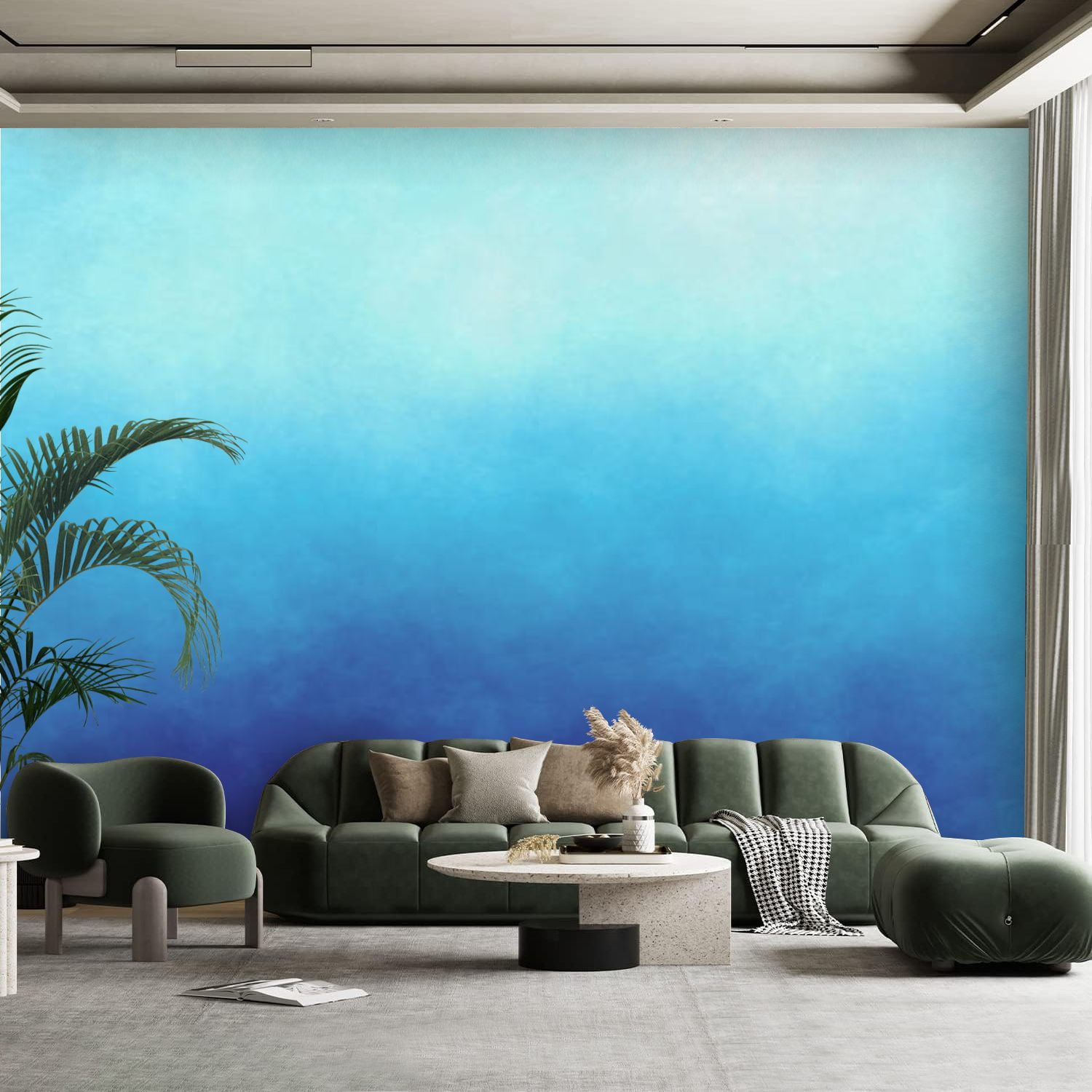 Peel and Stick Canvas Wallpaper Wall Mural White blue gradient ...