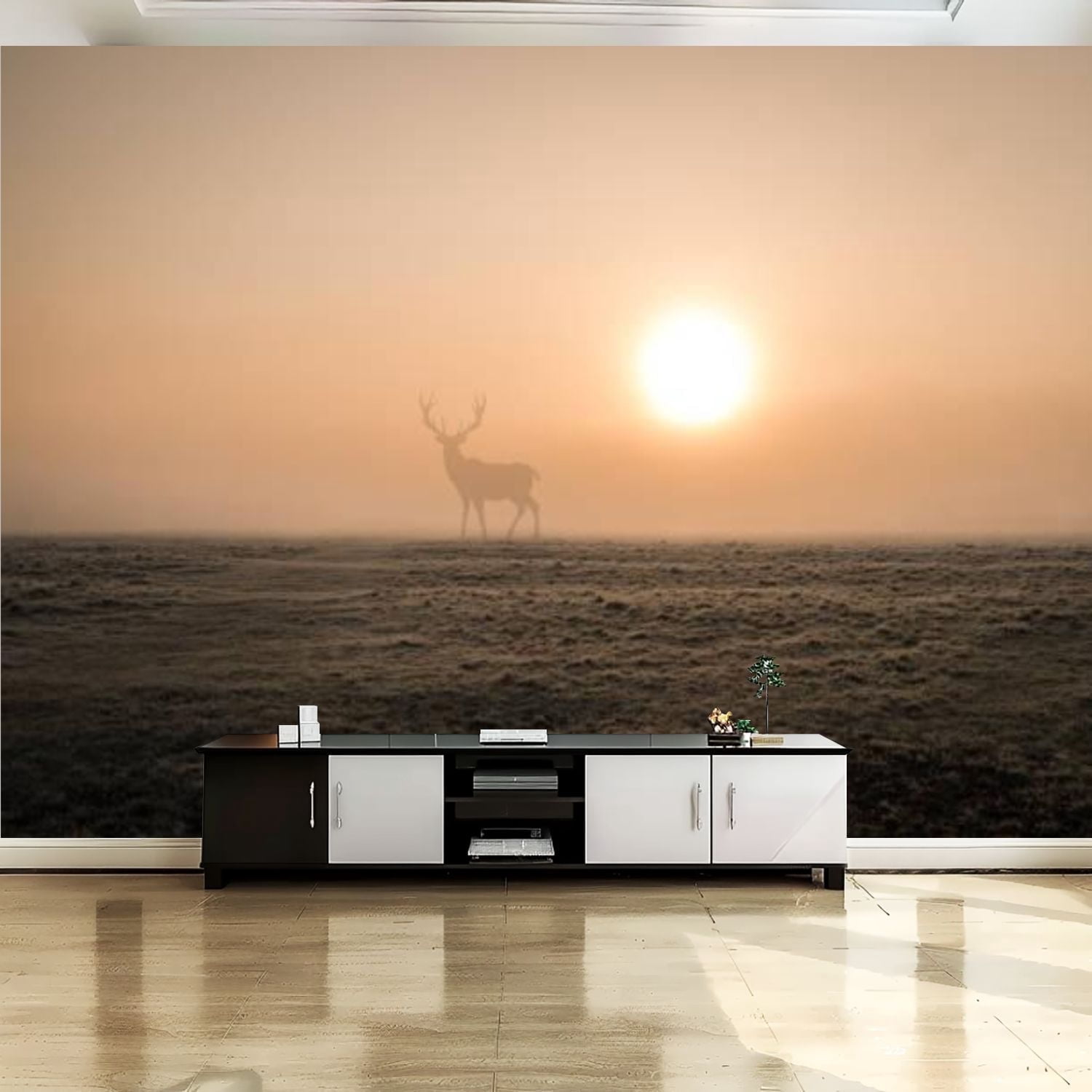 Peel and Stick Canvas Wallpaper Wall Mural Wild male red stag deer ...