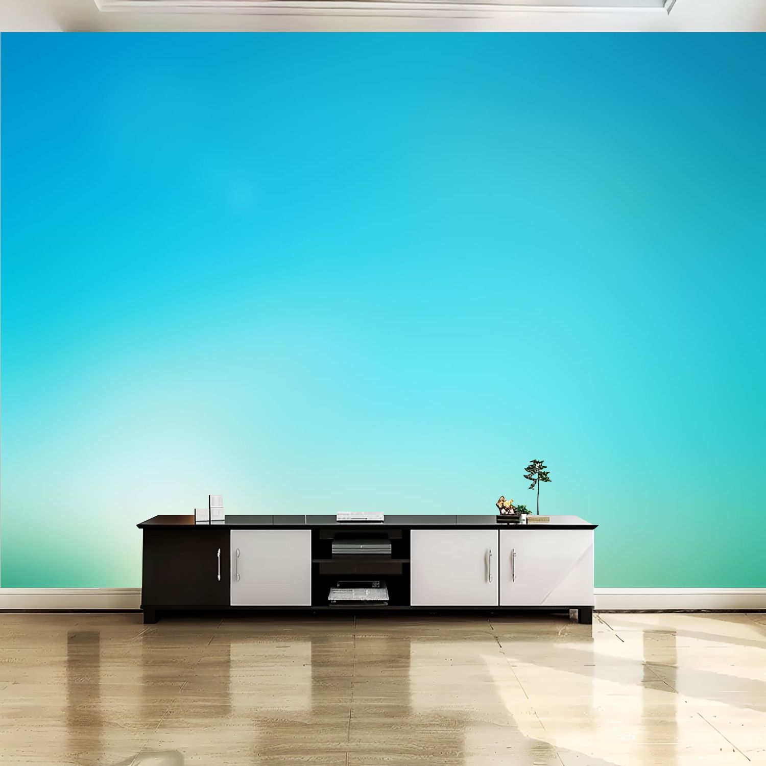 Peel and Stick Canvas Wallpaper Wall Mural abstract blurred beauty teal ...