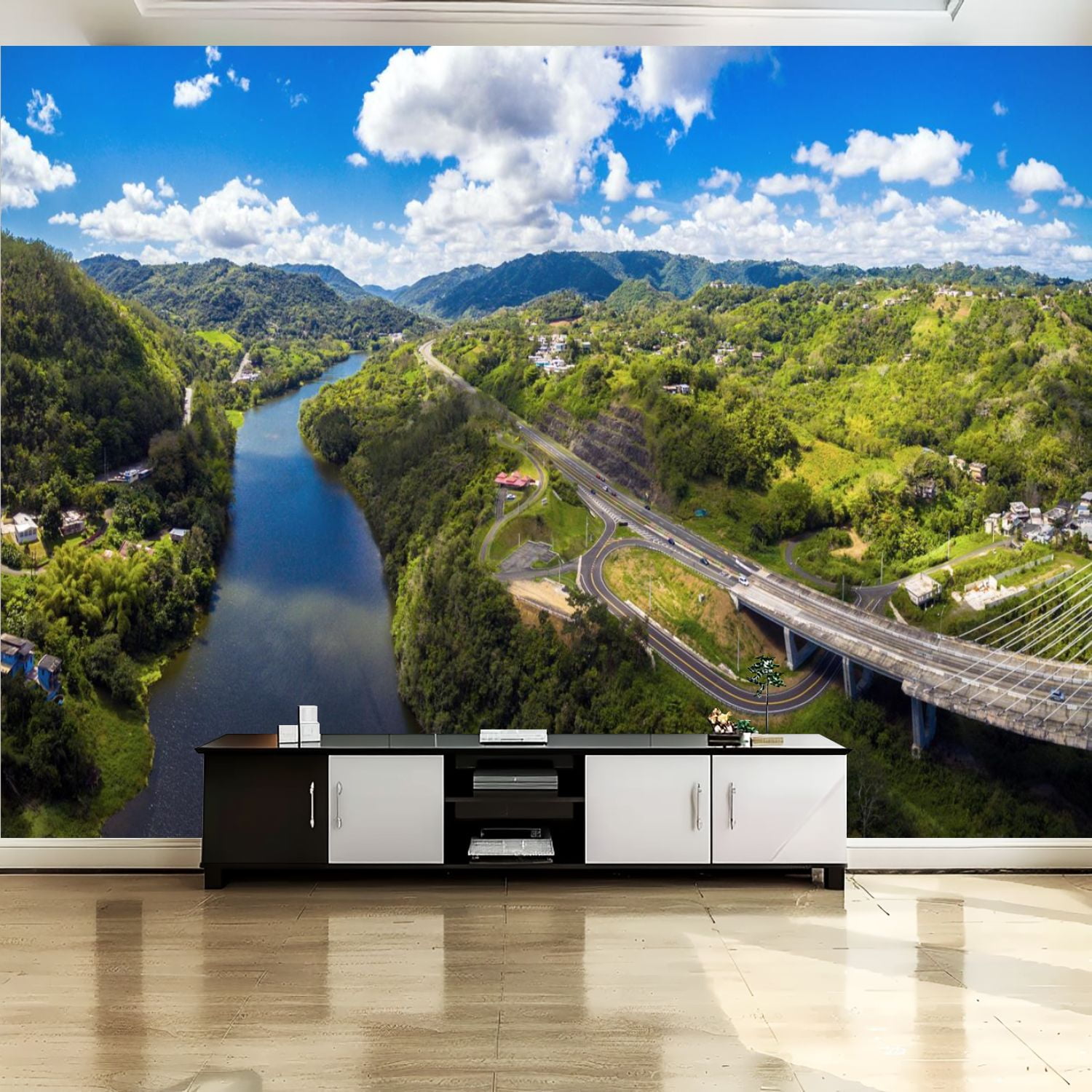 Peel and Stick Canvas Wallpaper Wall Mural aerial view puerto rico ...