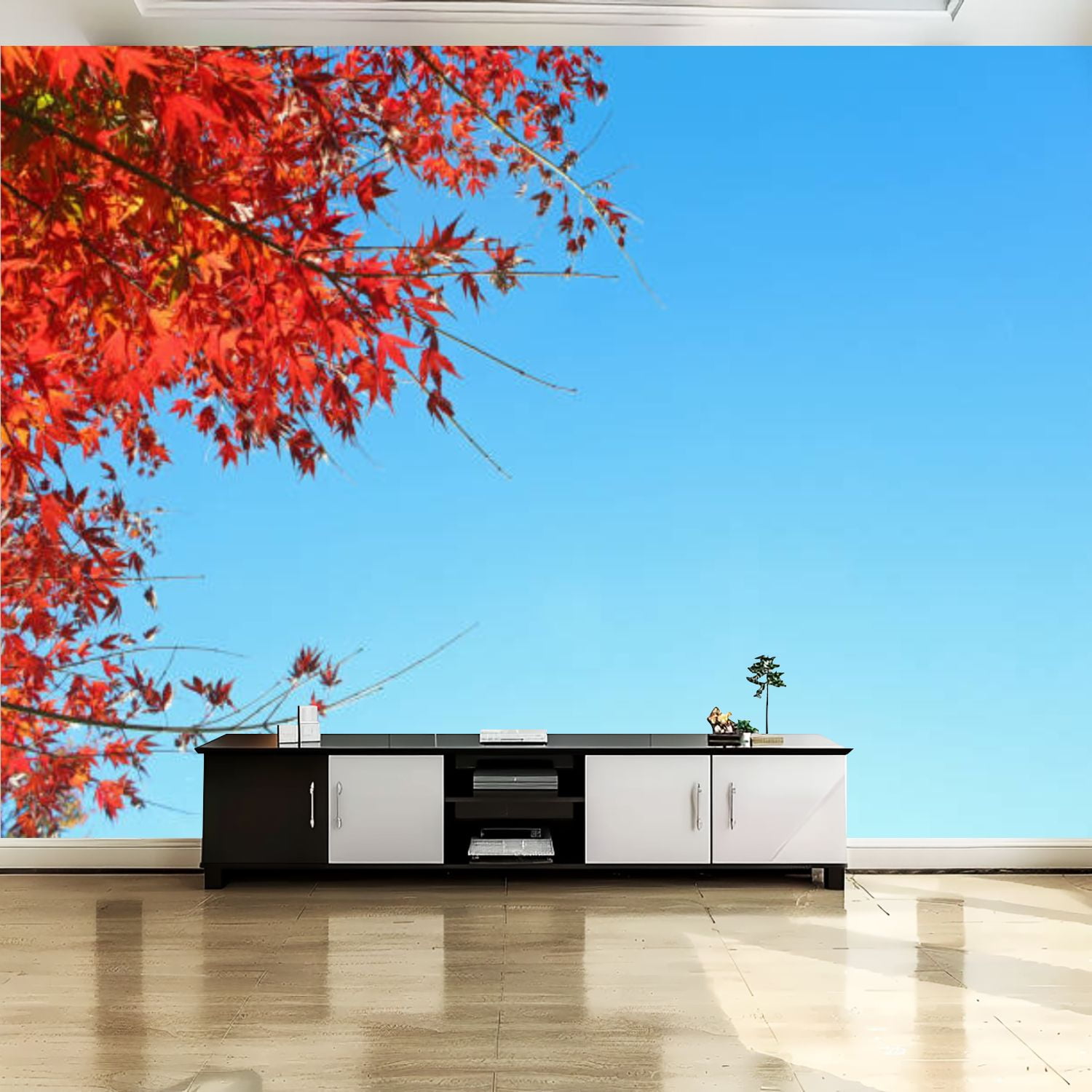 Peel and Stick Canvas Wallpaper Wall Mural autumn leaves japanese maple ...