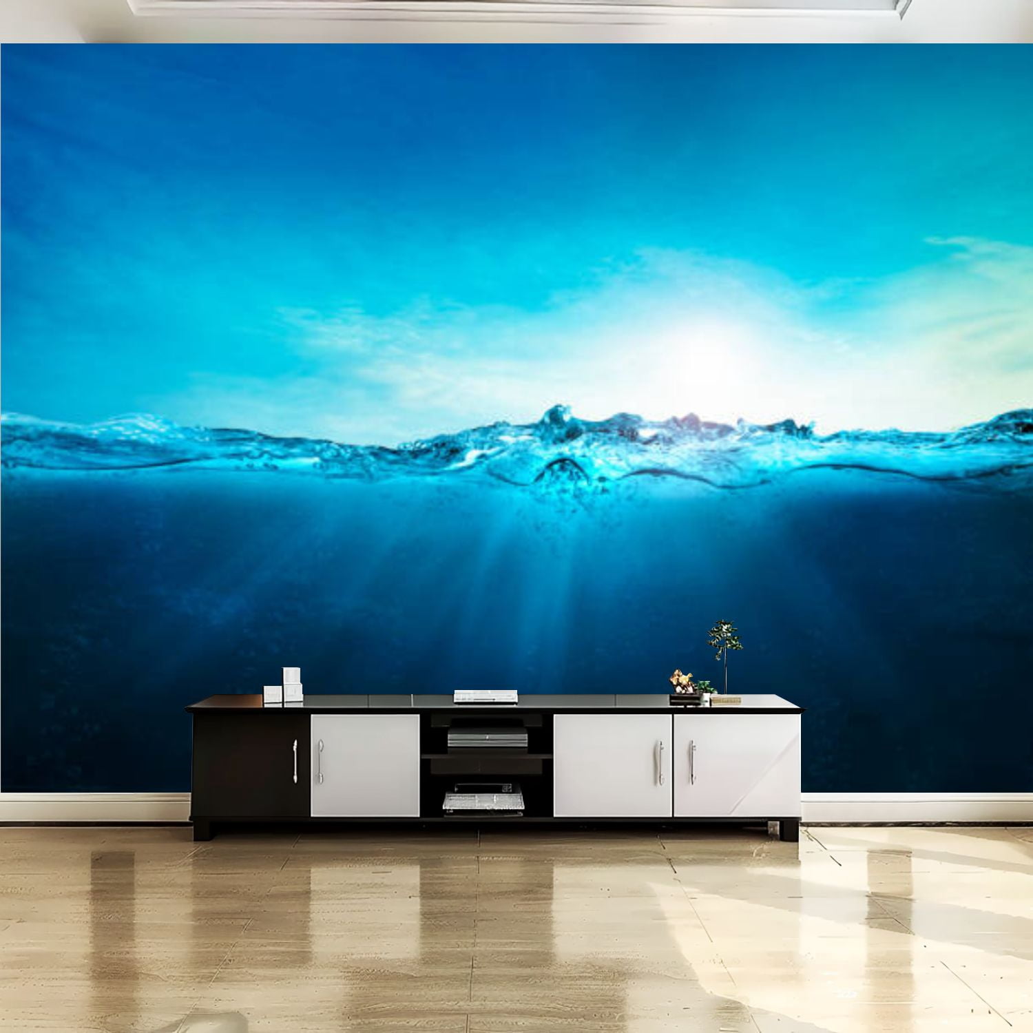 Peel and Stick Canvas Wallpaper Wall Mural blue ocean underwater deep ...