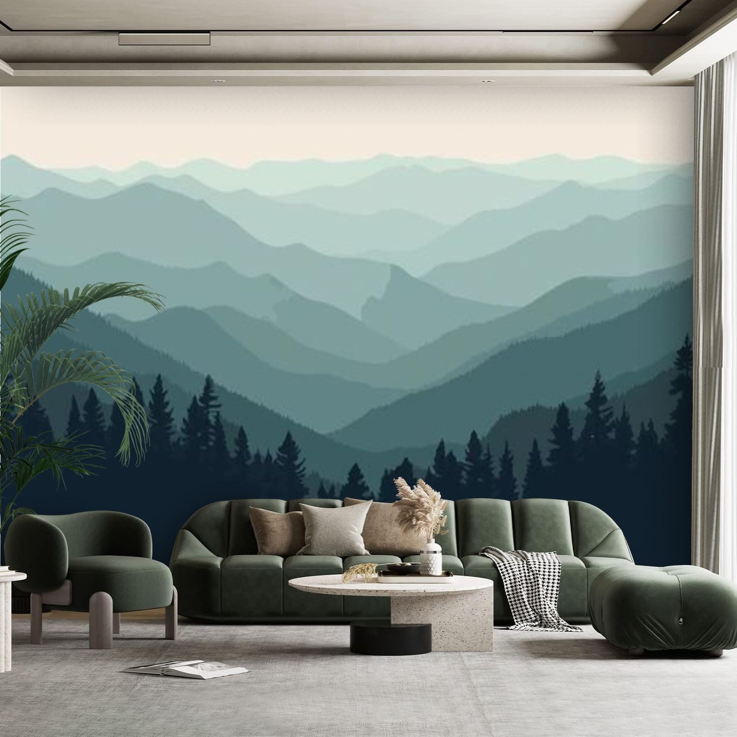 Peel and Stick Canvas Wallpaper Wall Mural captures serene layered ...