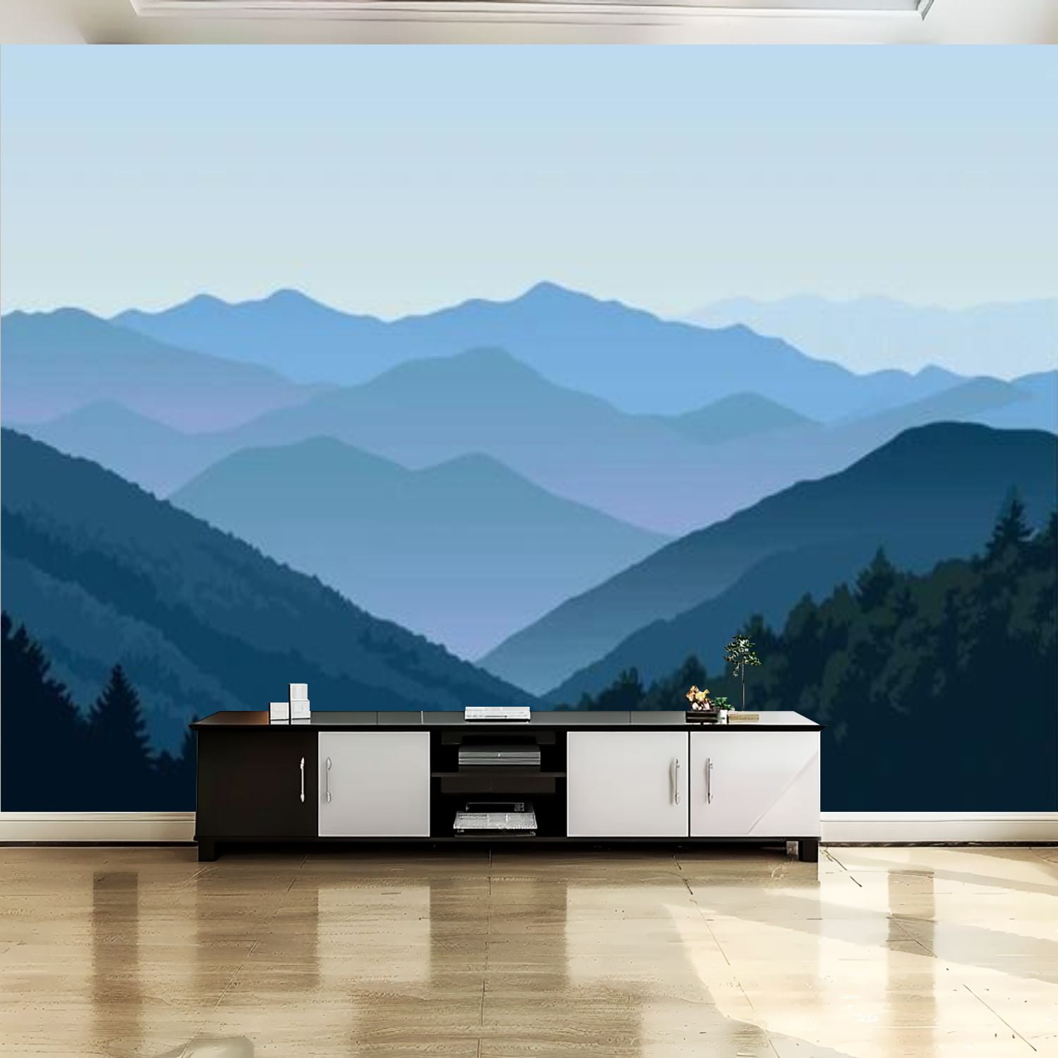 Peel and Stick Canvas Wallpaper Wall Mural captures serene layered ...