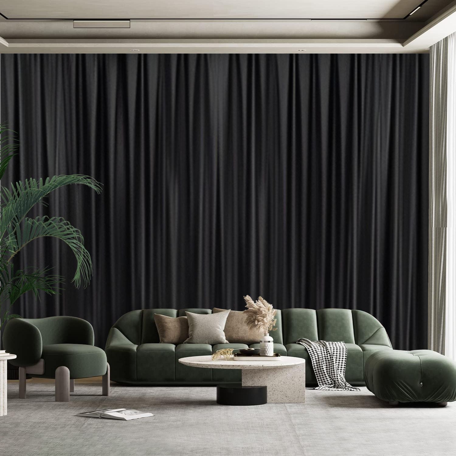 Peel and Stick Canvas Wallpaper Wall Mural closed dark black curtain theatre Theatrical drapes ...