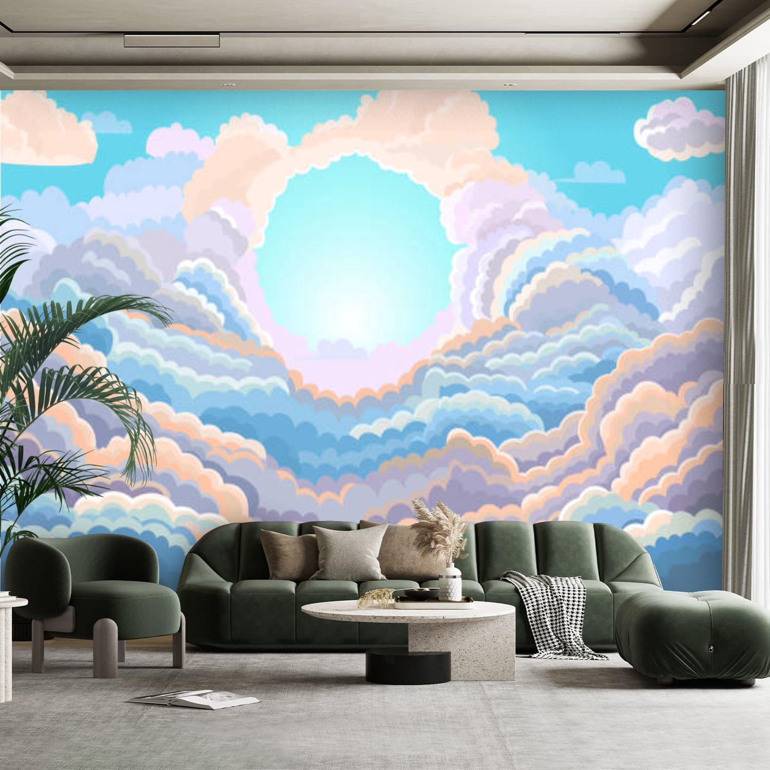 Peel and Stick Canvas Wallpaper Wall Mural clouds Clouds all around ...