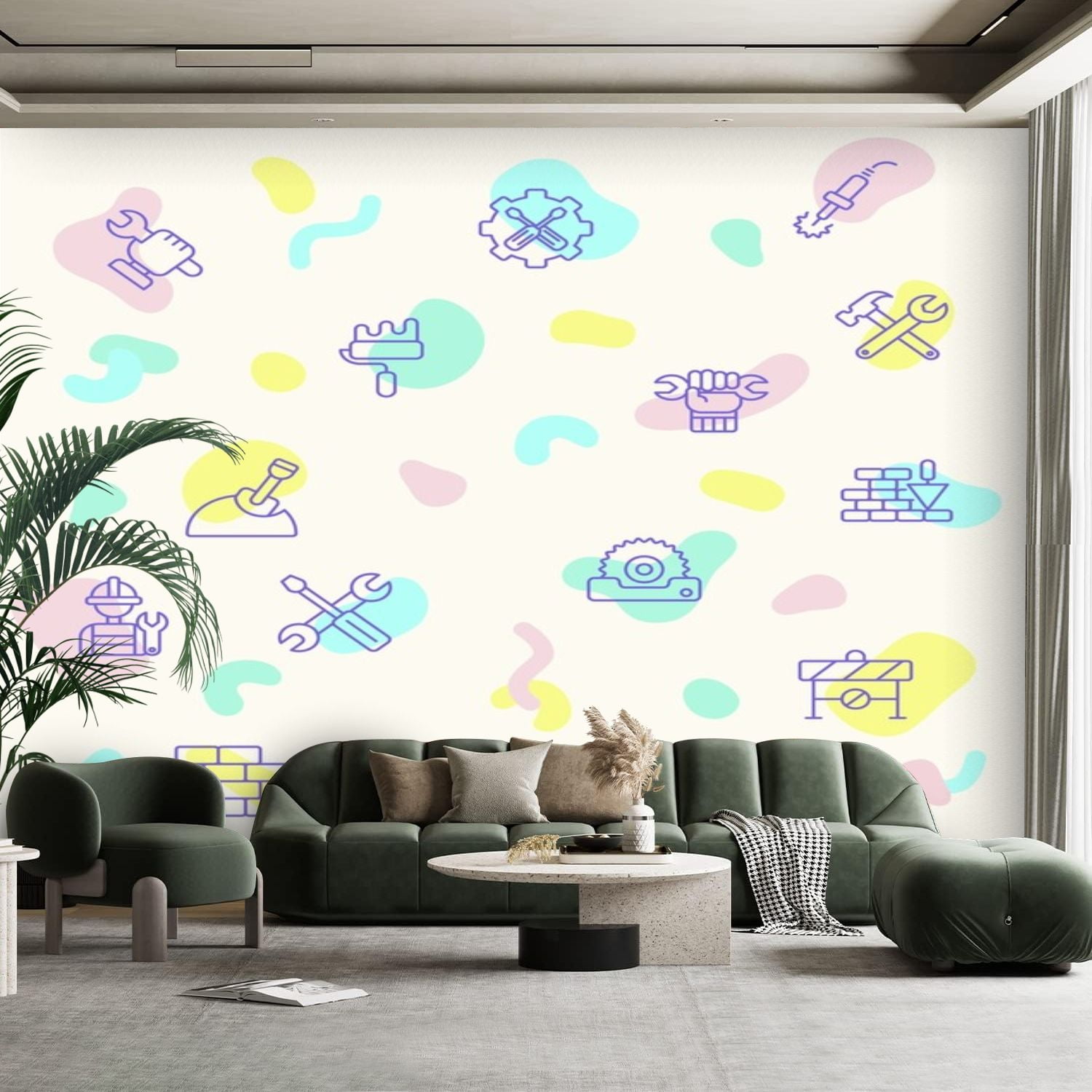 Peel and Stick Canvas Wallpaper Wall Mural cute Labor Day industry ...