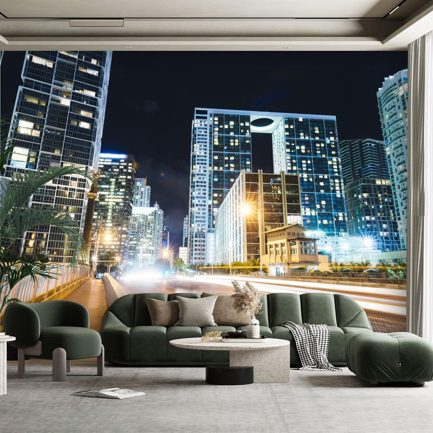 Peel and Stick Canvas Wallpaper Wall Mural downtown brickell avenue ...